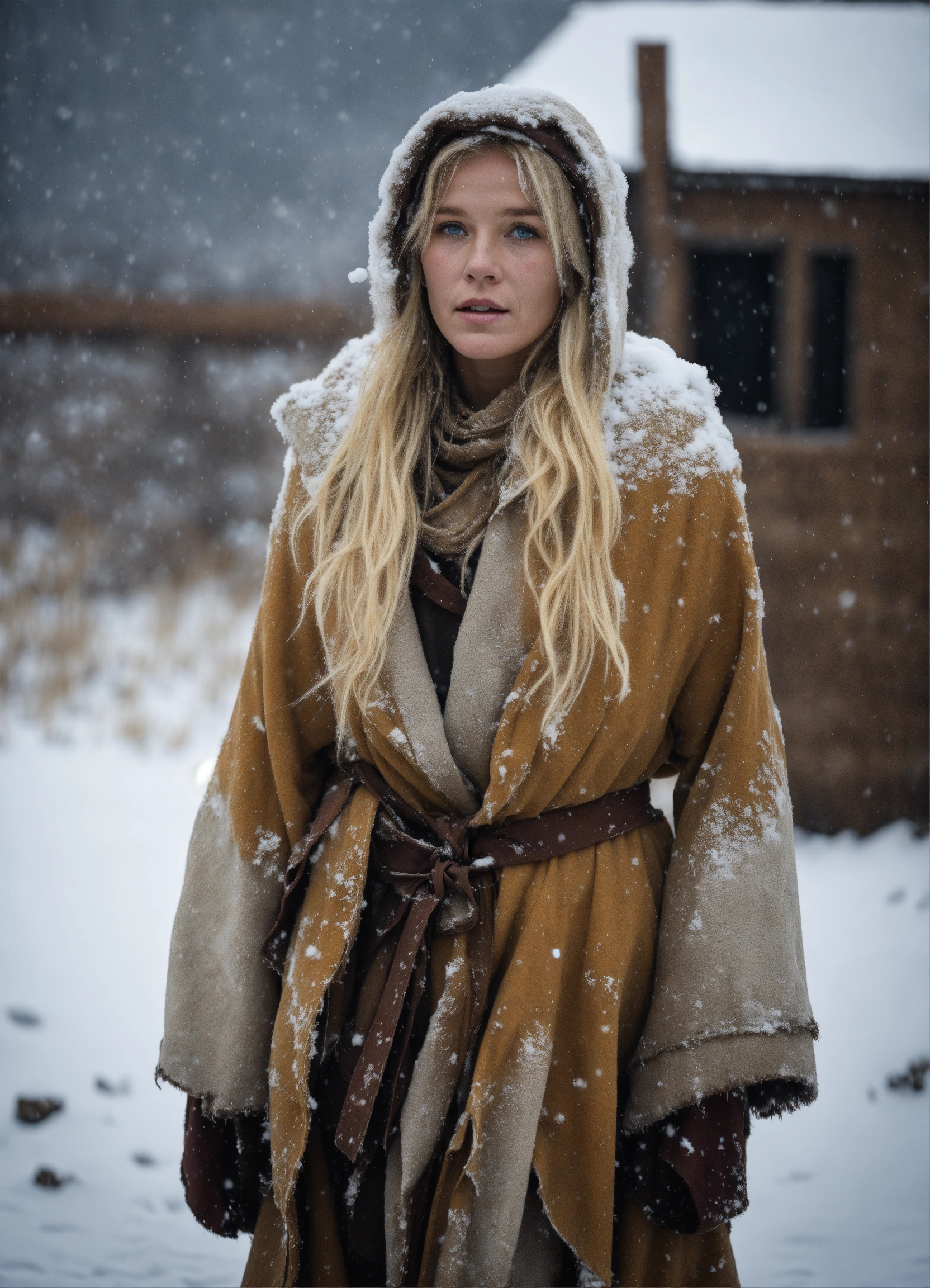 Lexica - An Anglo-Saxon blonde woman in tattered rags braving a ...