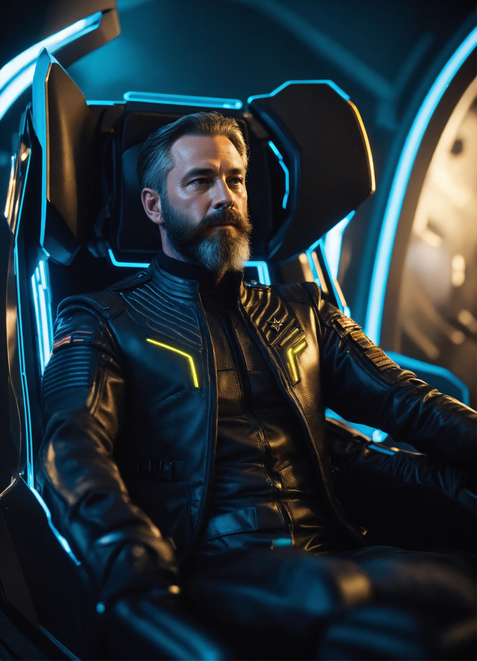 Lexica - 50 year old masculine star commander nice trim beard is ...