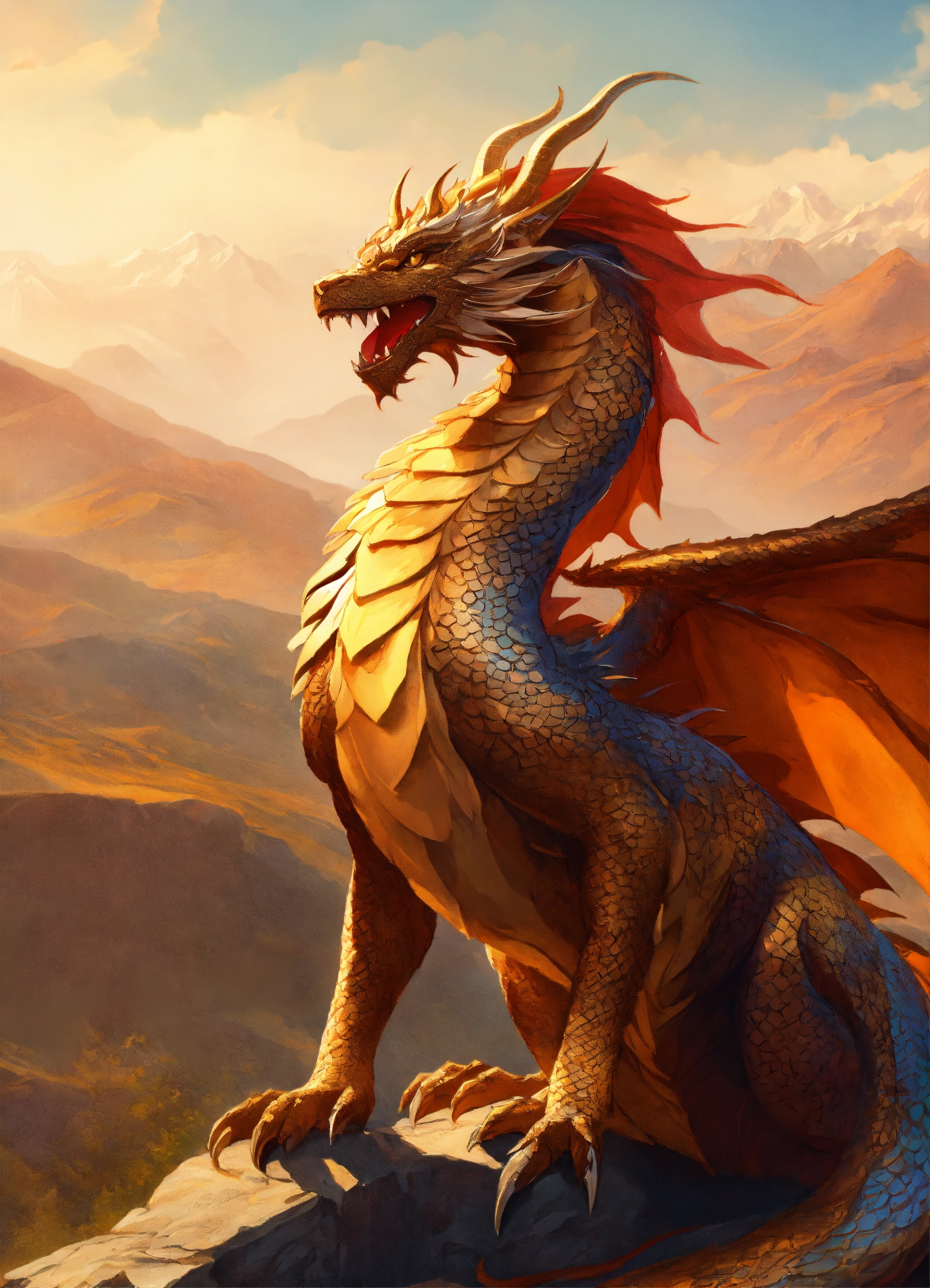 Lexica - An Azhdaha Persian Dragon, background Persian mountains ...