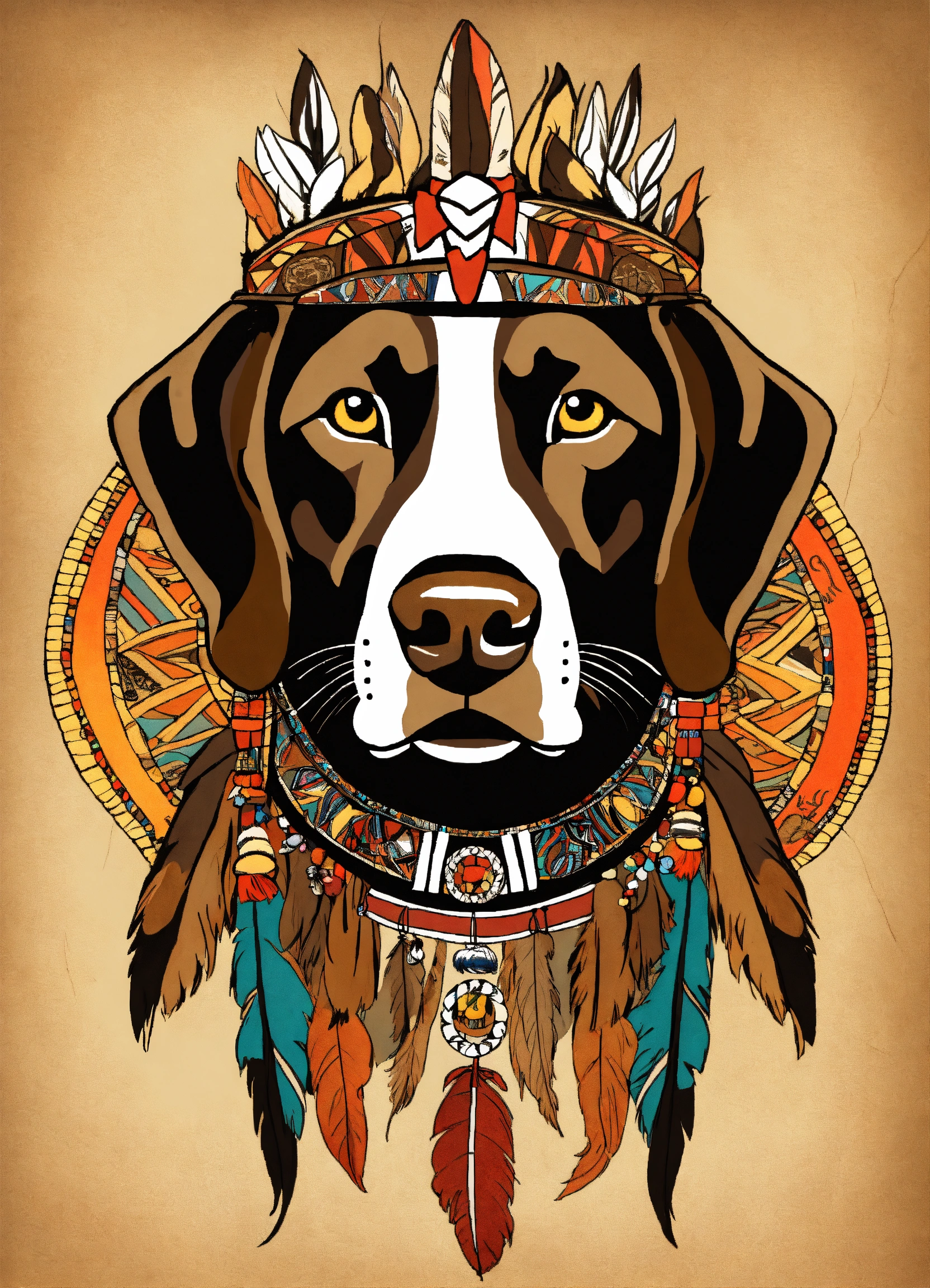 Lexica - German short hair pointer dog shaman, native american style ...