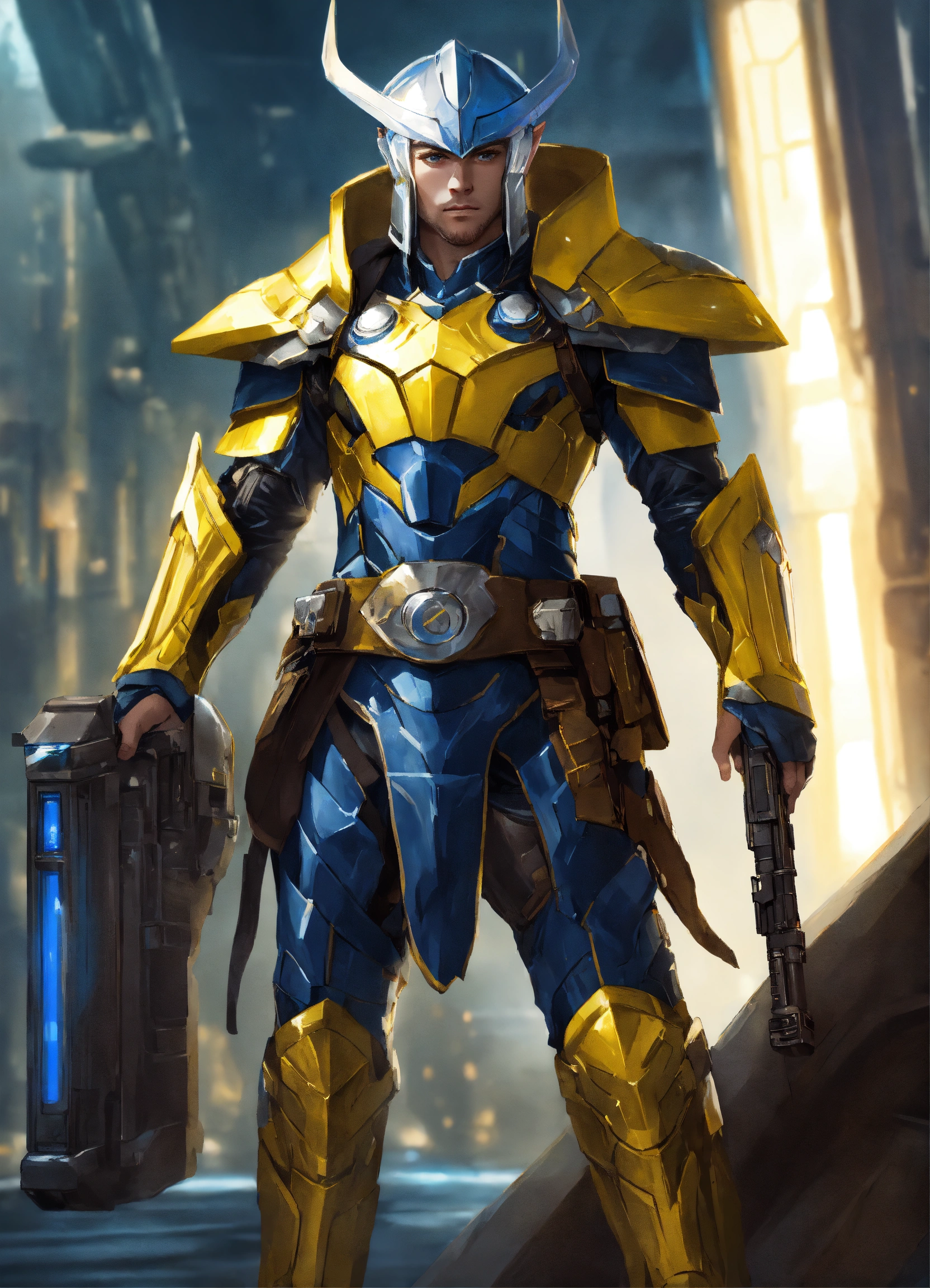 Lexica - Full body high elf sci fi thor wearing heavy sci fi elf armor ...