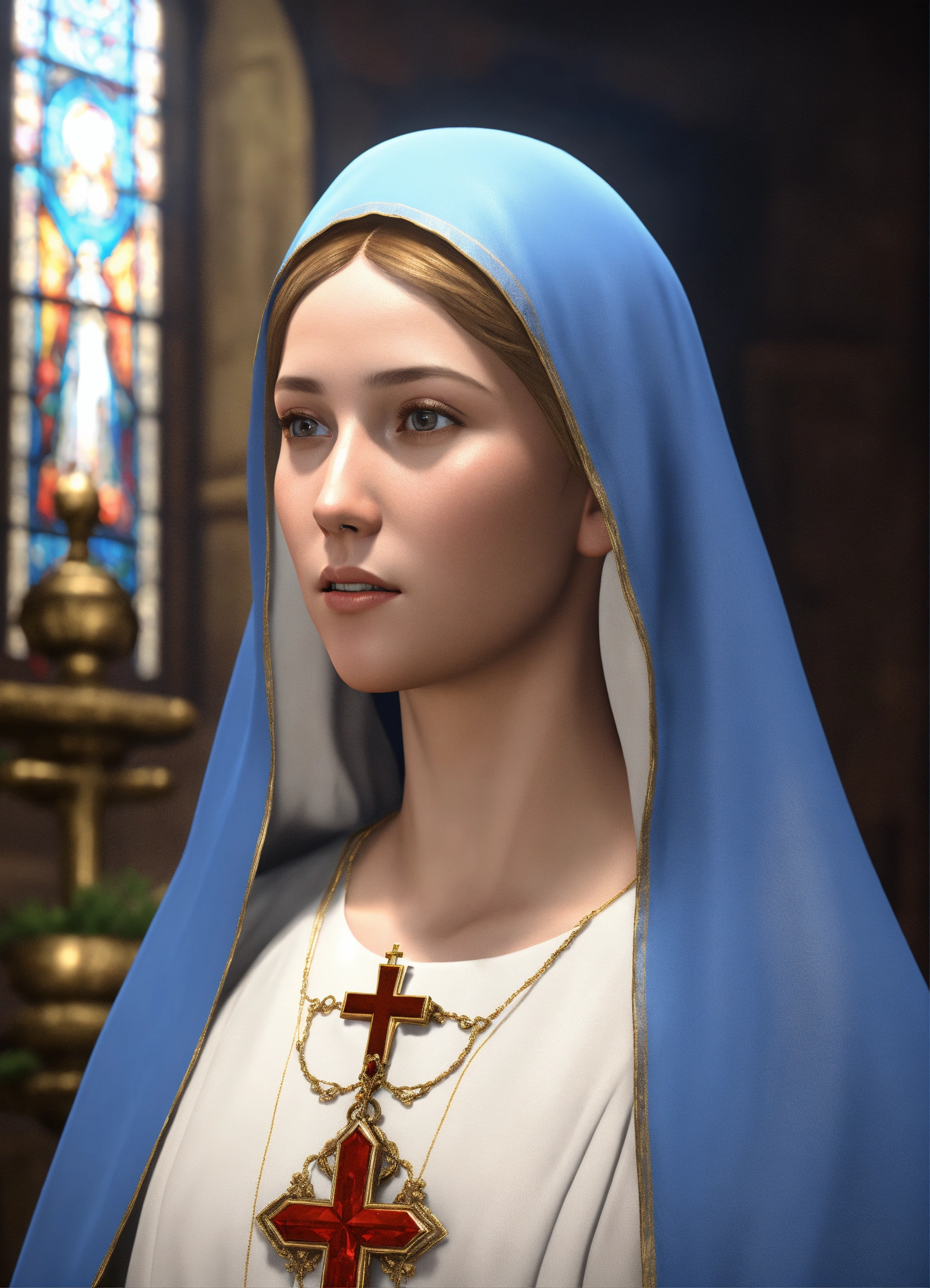 Lexica - A realistic traditional Catholic Portrait of Virgin Mary using ...