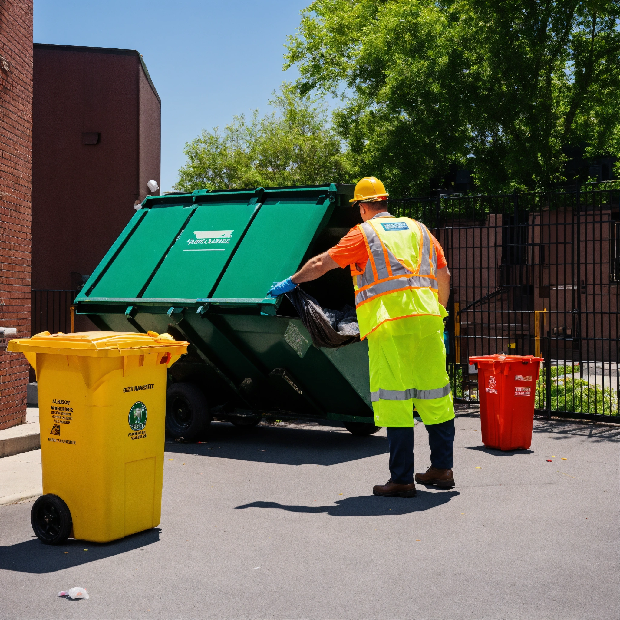 Lexica - A photo of a man in a high-visibility vest taking out the ...