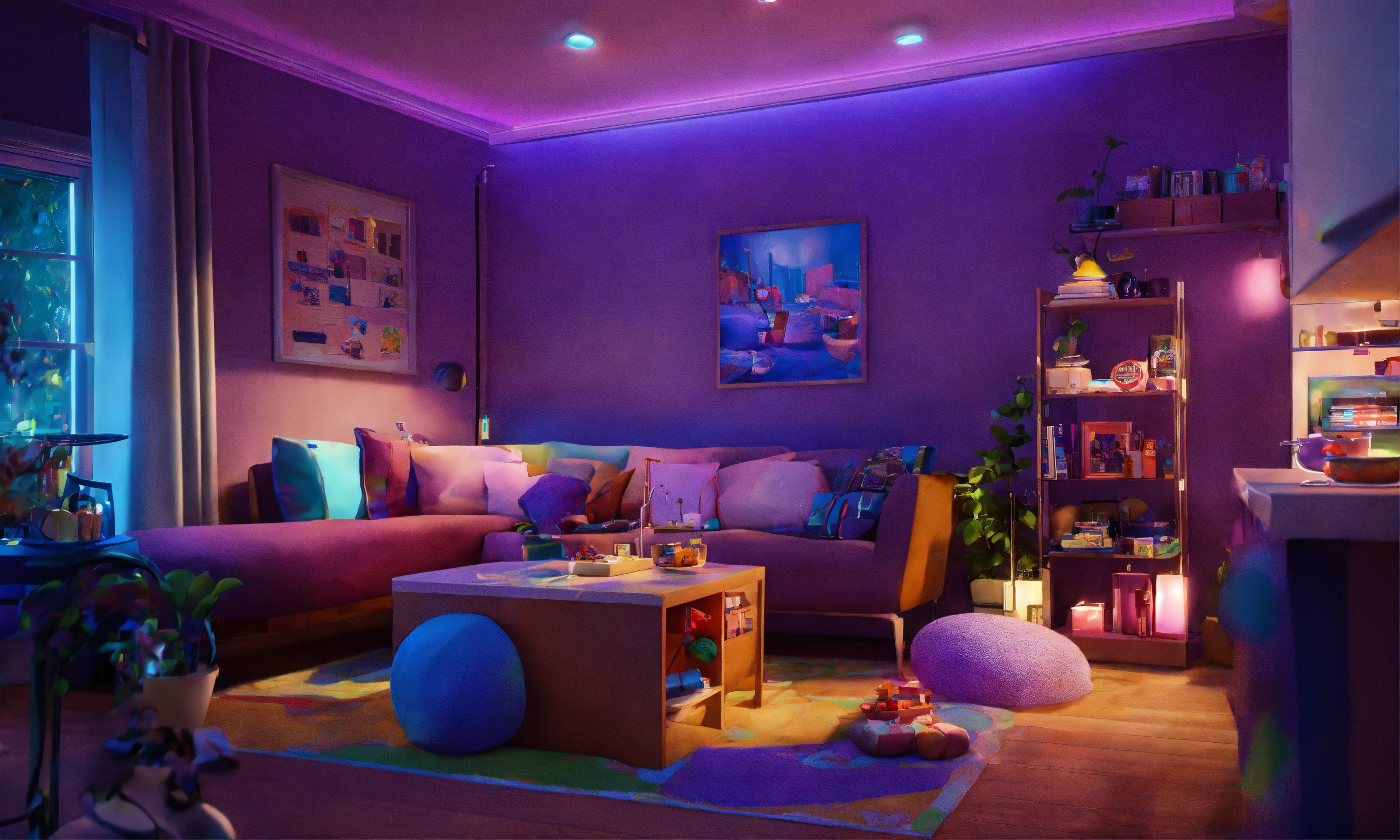 Lexica - CGI! Pixar style modern home interior. house party. no people ...