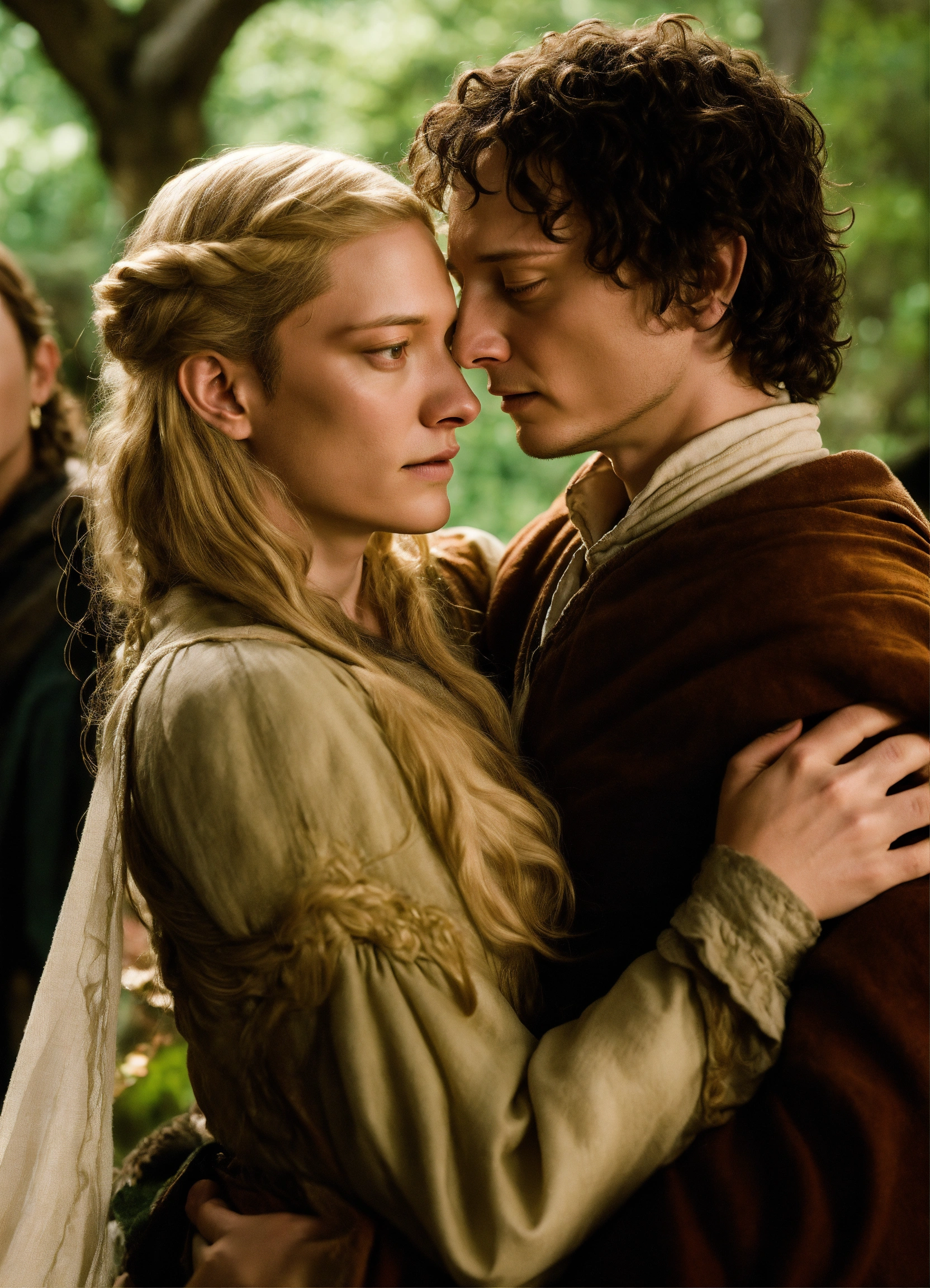Lexica - Elijah wood as frodo is hugging kate Blanchett as galadriel