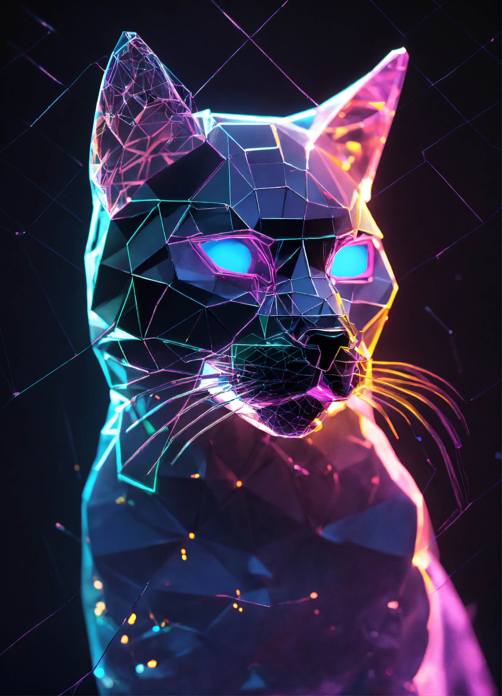 Lexica - Digital wire neon Frame terminator with cat body twisting semi ...