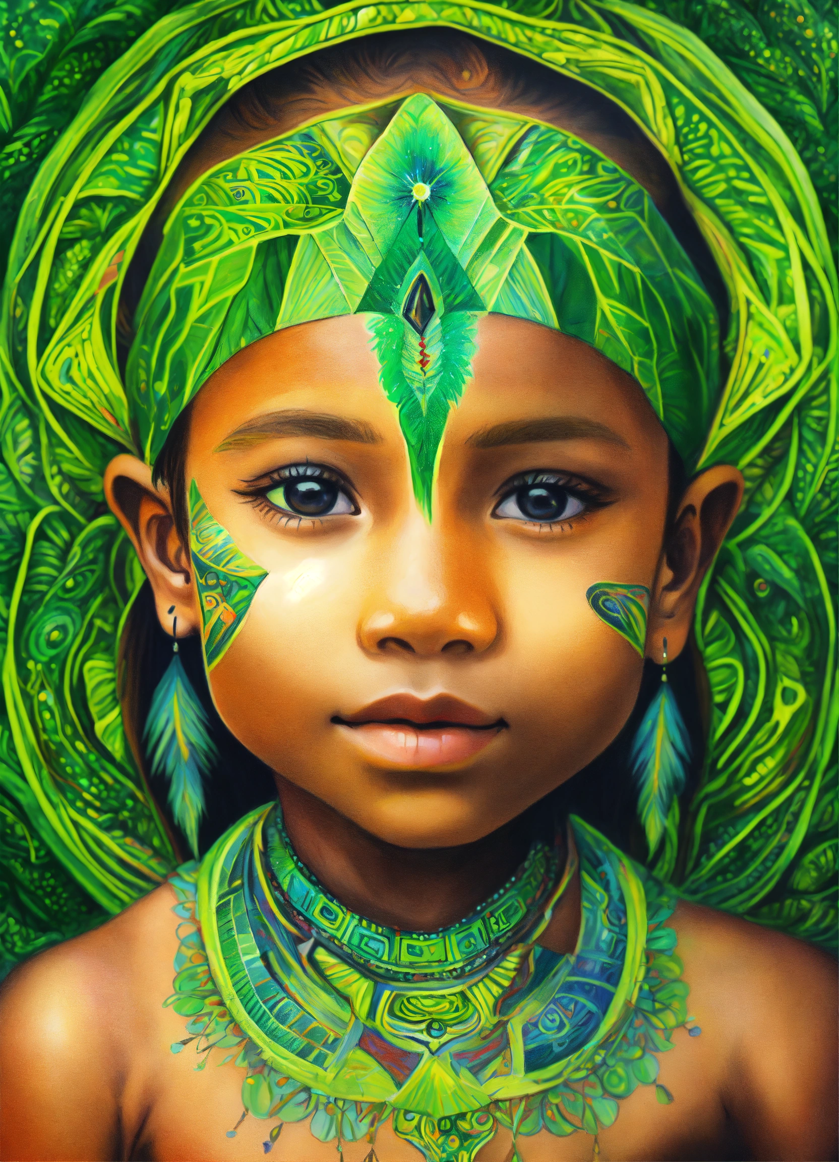 Lexica - Colored pencil drawing of a beautiful indigenous child. green ...