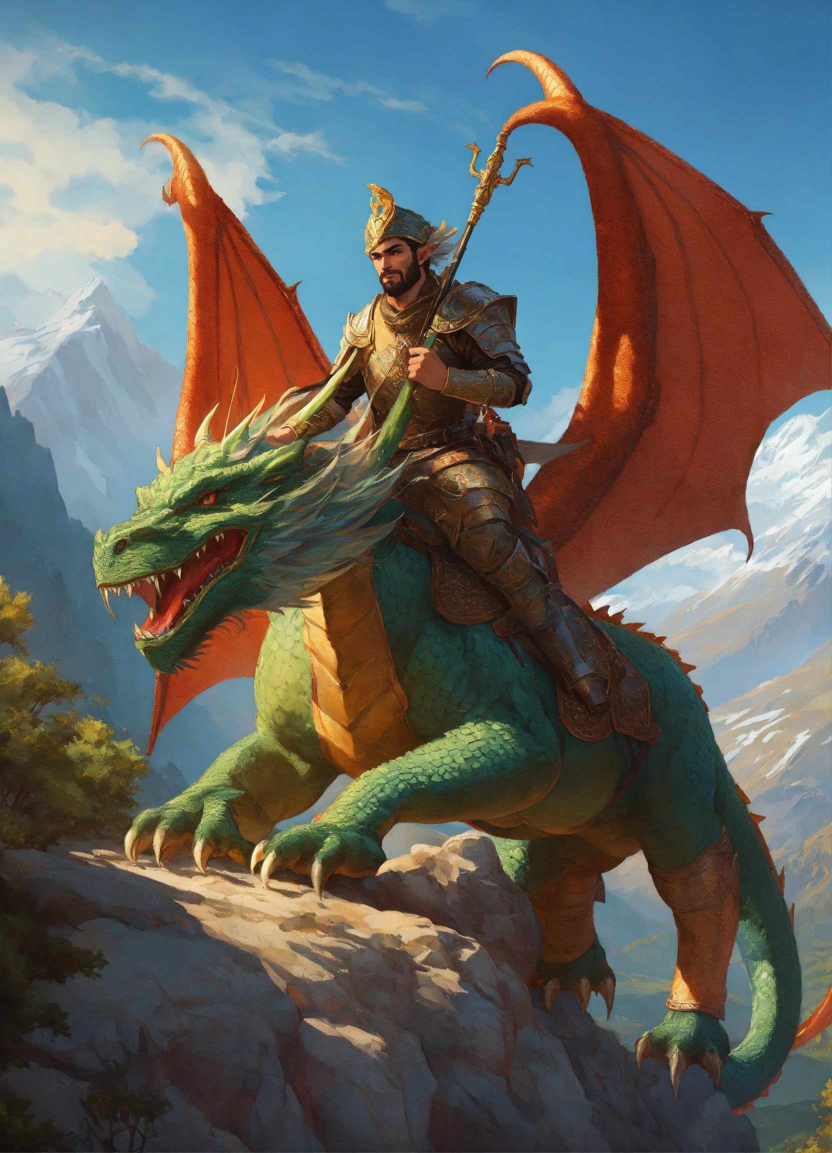 Lexica - A huge Turkish Dragon with lightly armored Persian elf soldier ...