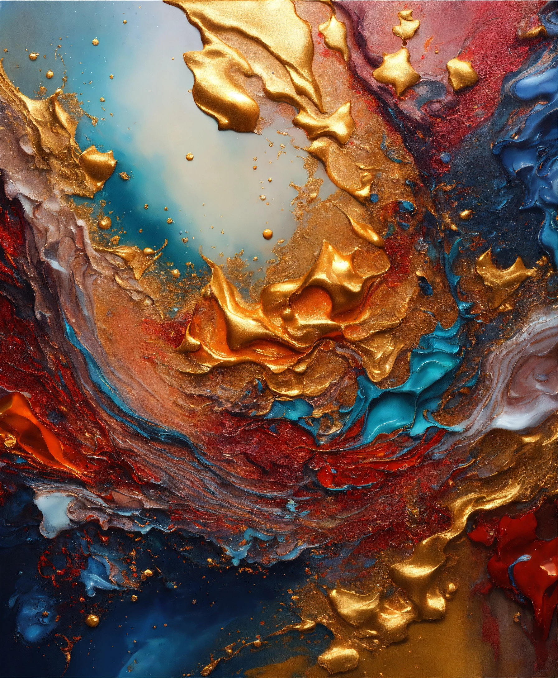 Lexica - Colorful abstract painting oil and water complex complicated ...