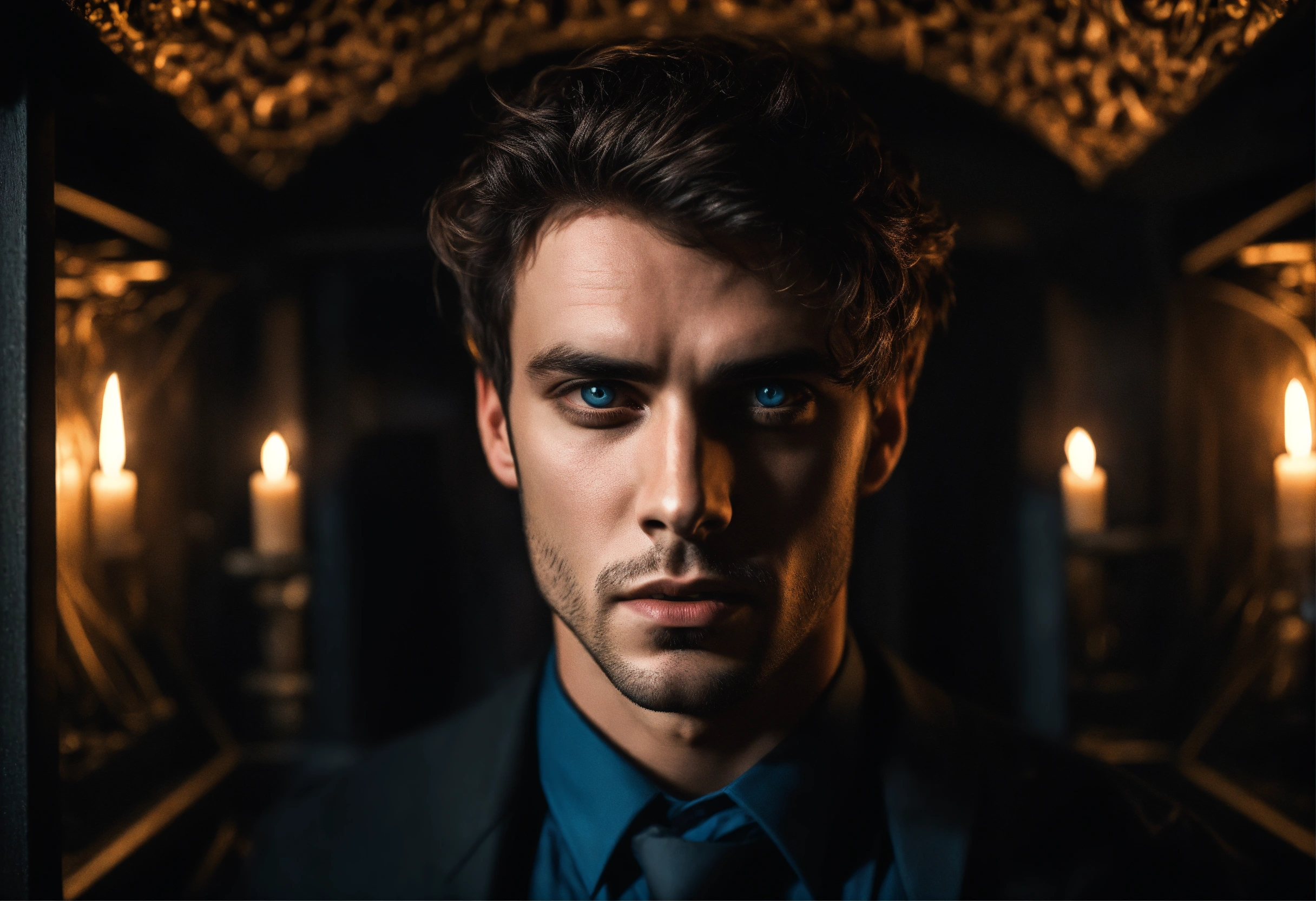Lexica - Dark and dramatic portrait of a young and handsome sinister ...