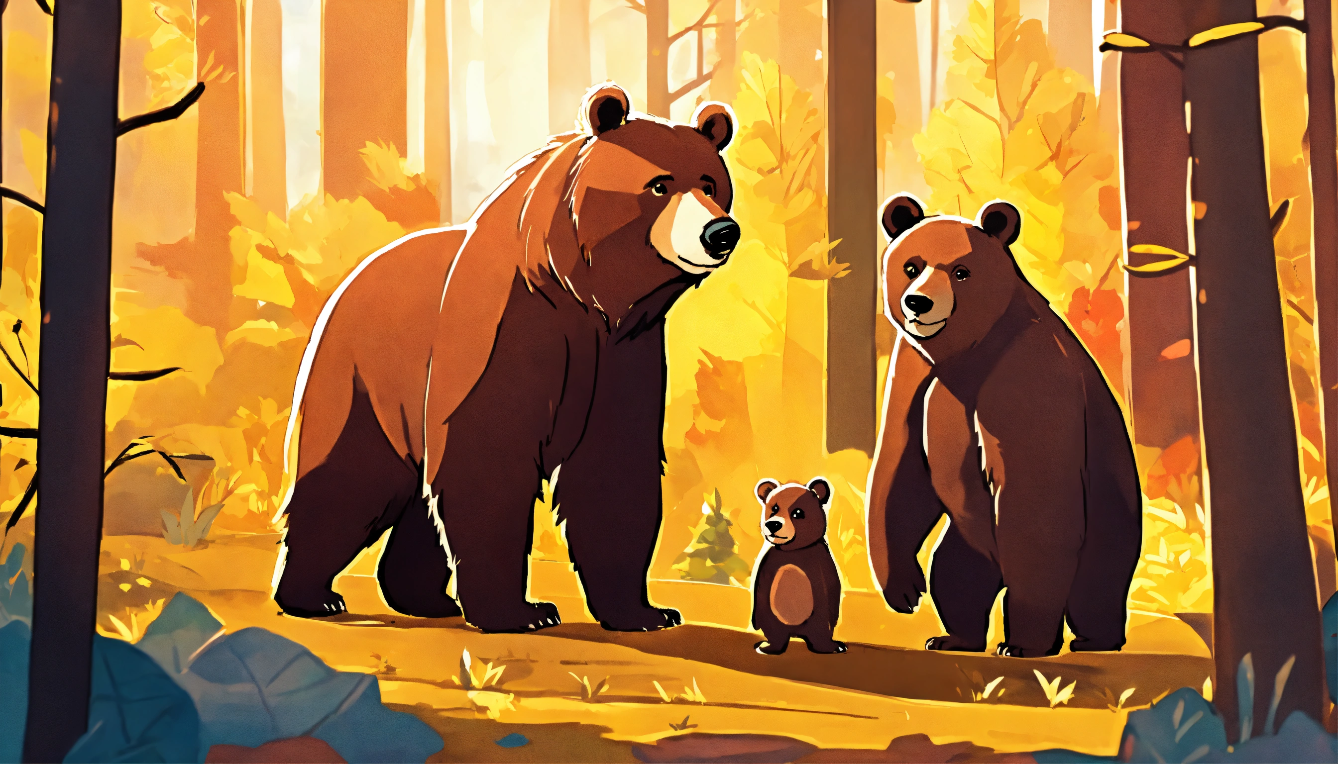 Lexica - A cartoon-style daddy-bear, mommy-bear and a cub-bear in the ...
