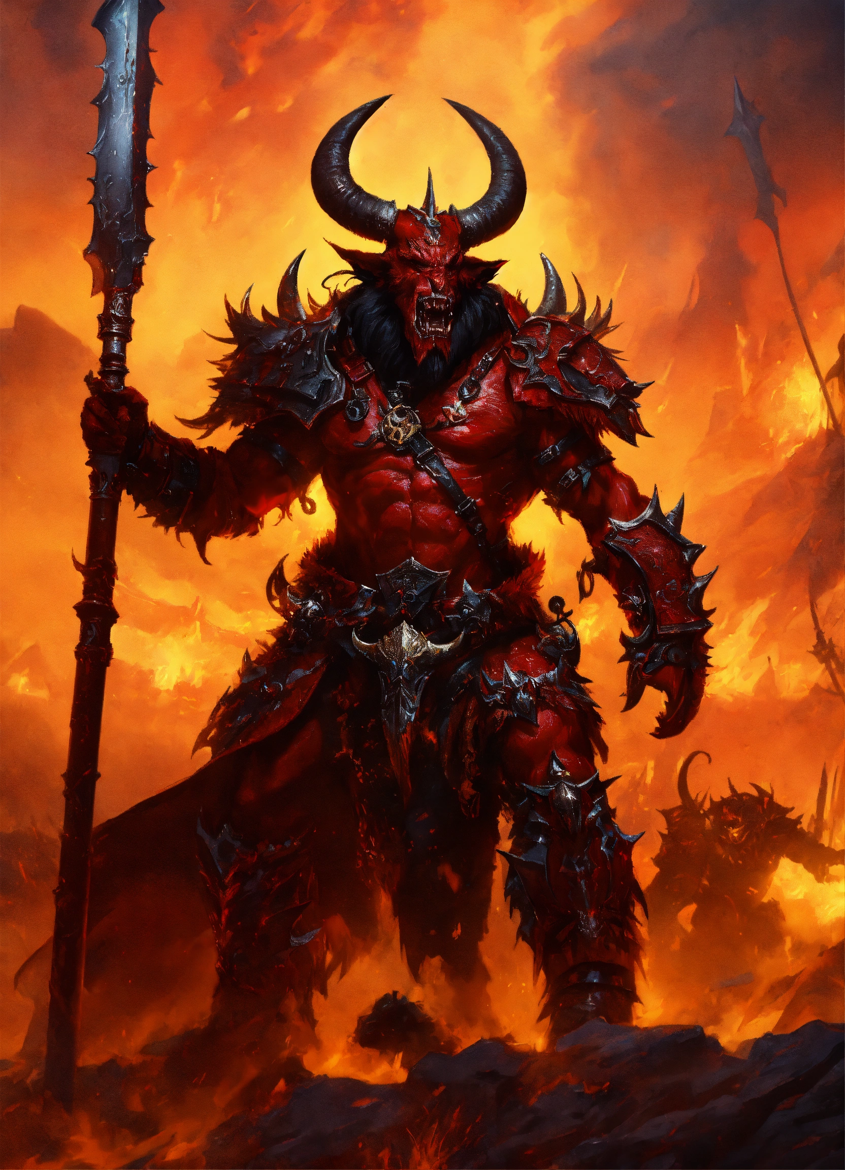 Lexica - A beastmen bestigor of khorne, warhammer fantasy chaos art, 4k