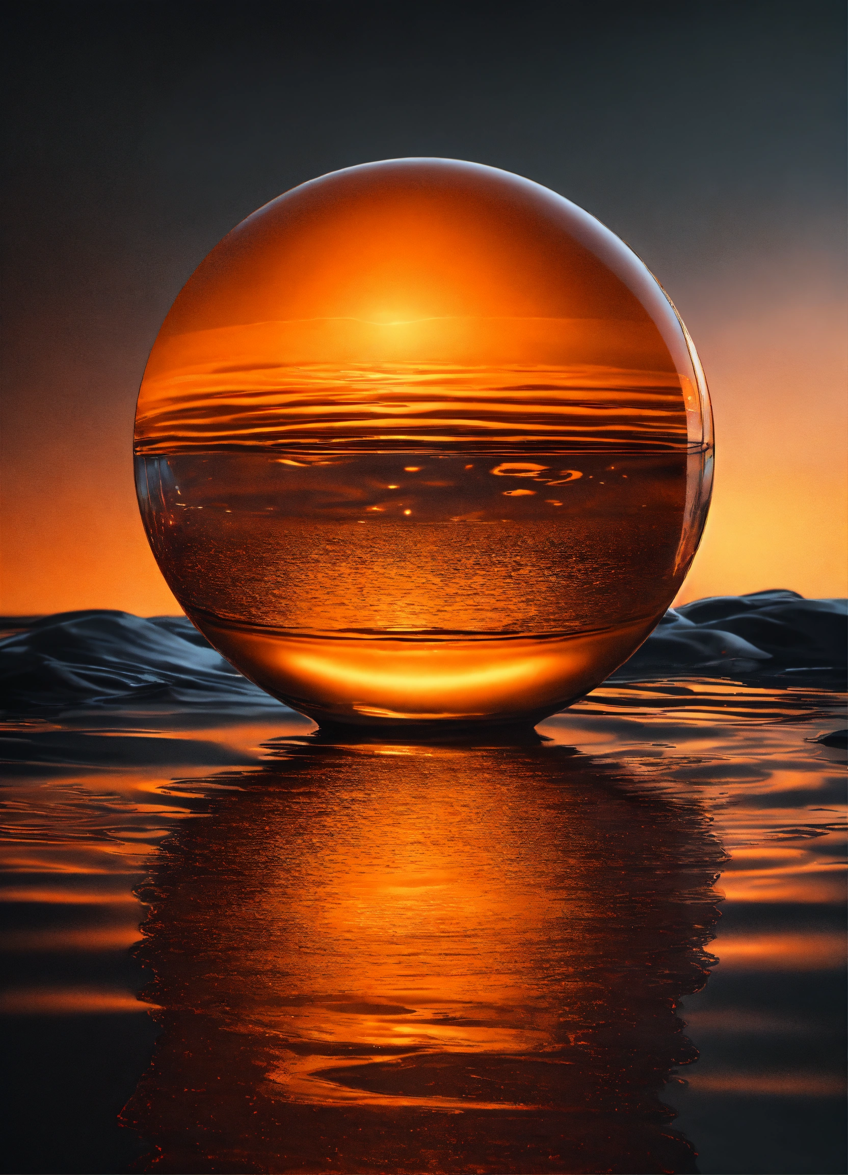 Lexica - Hyper realistic opaque orange circular metallic frozen water ...
