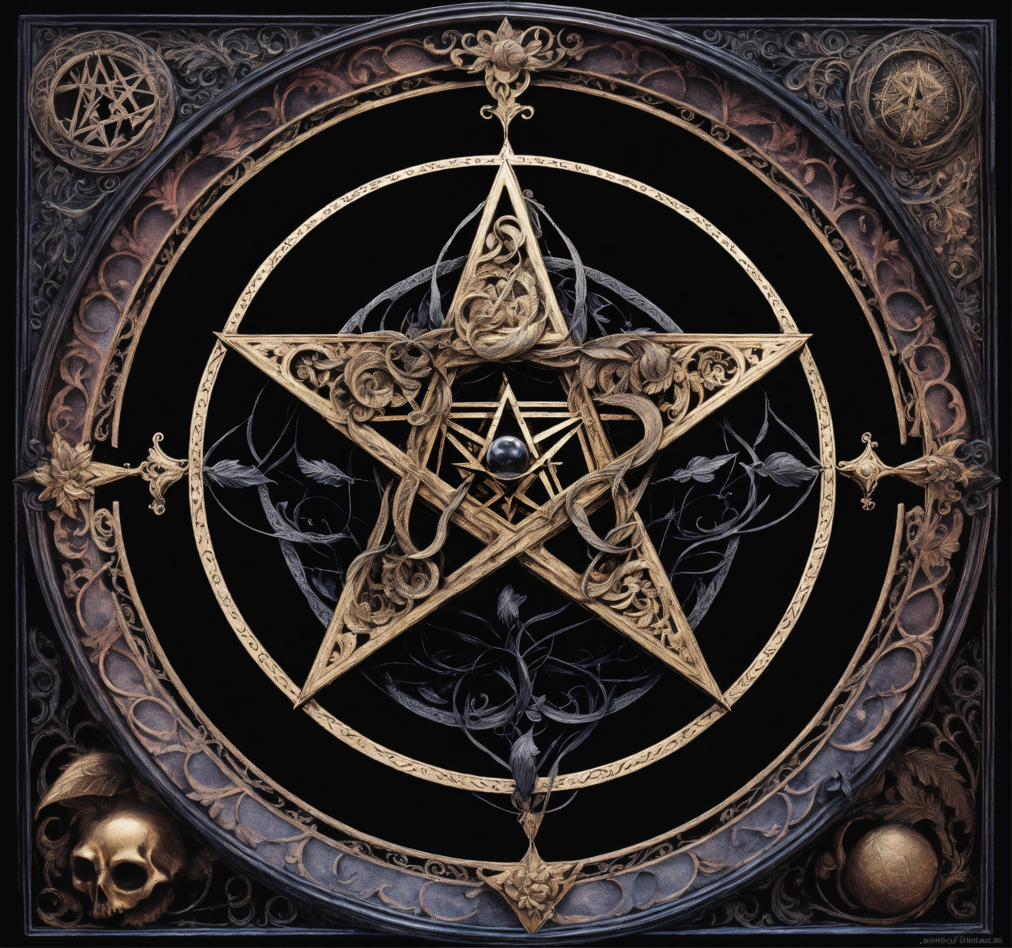 Lexica - Into the pentagram, intricate art, dark fantasy style