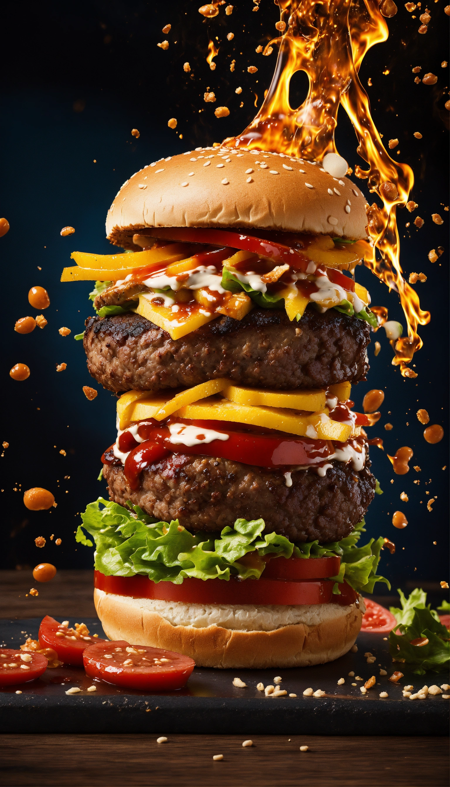 Lexica - Capture dynamic splashes of food in flying food photography ...