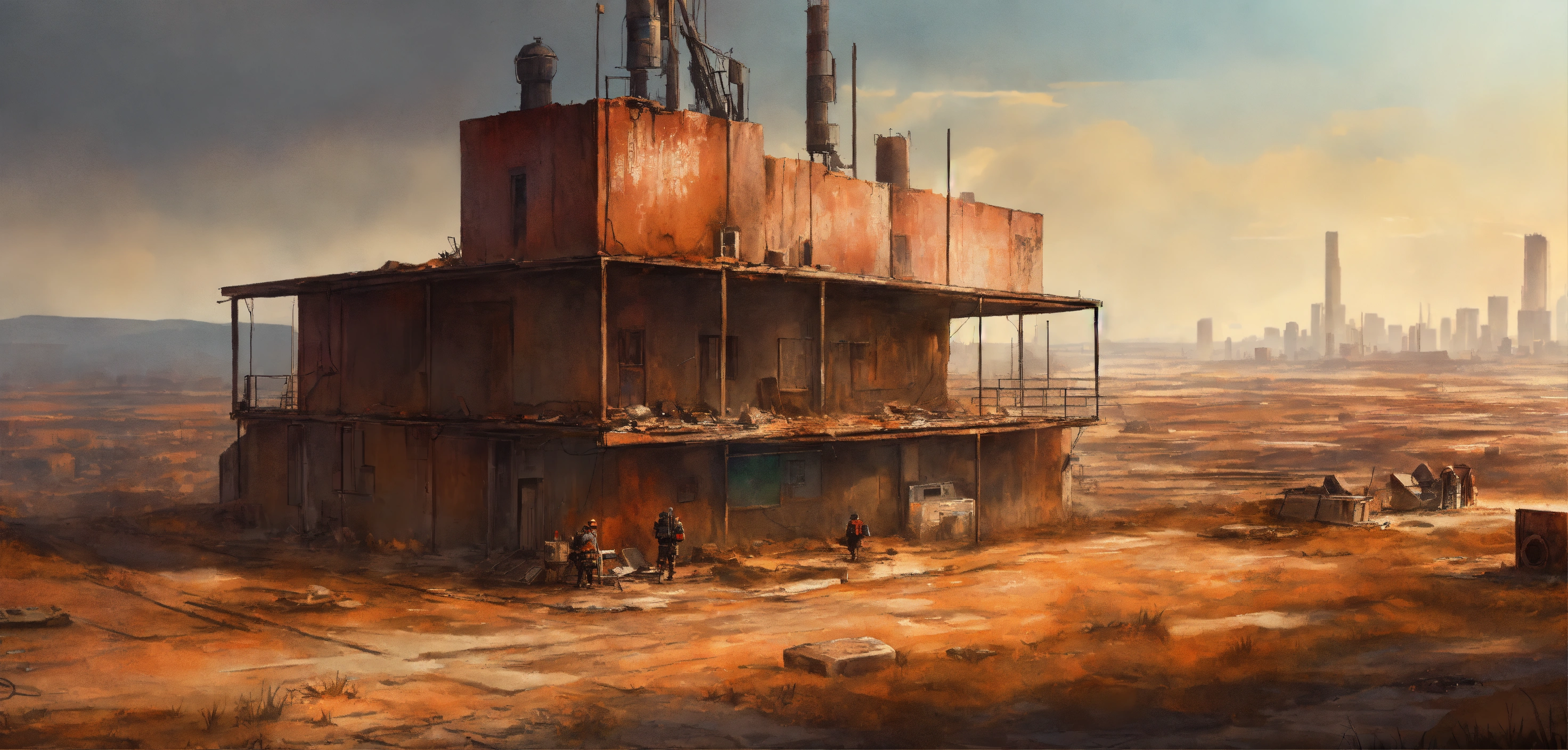Lexica - Conept art, post apocalyptic, wasteland, small town in the ...