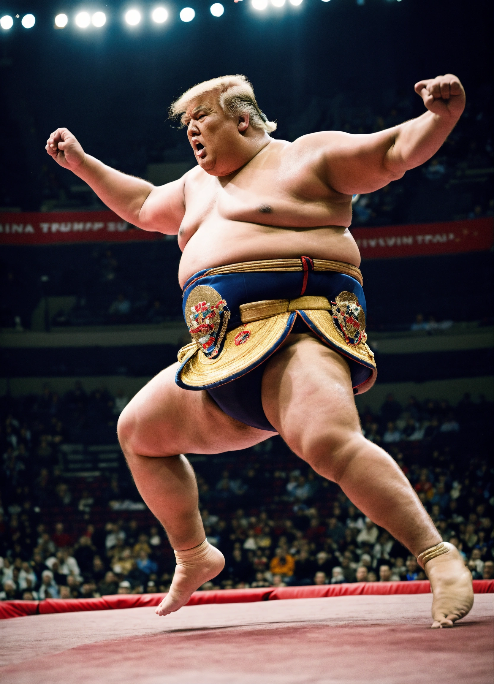 Lexica - Sumo wrestler Donald Trump in the arena, sports ((action shot ...