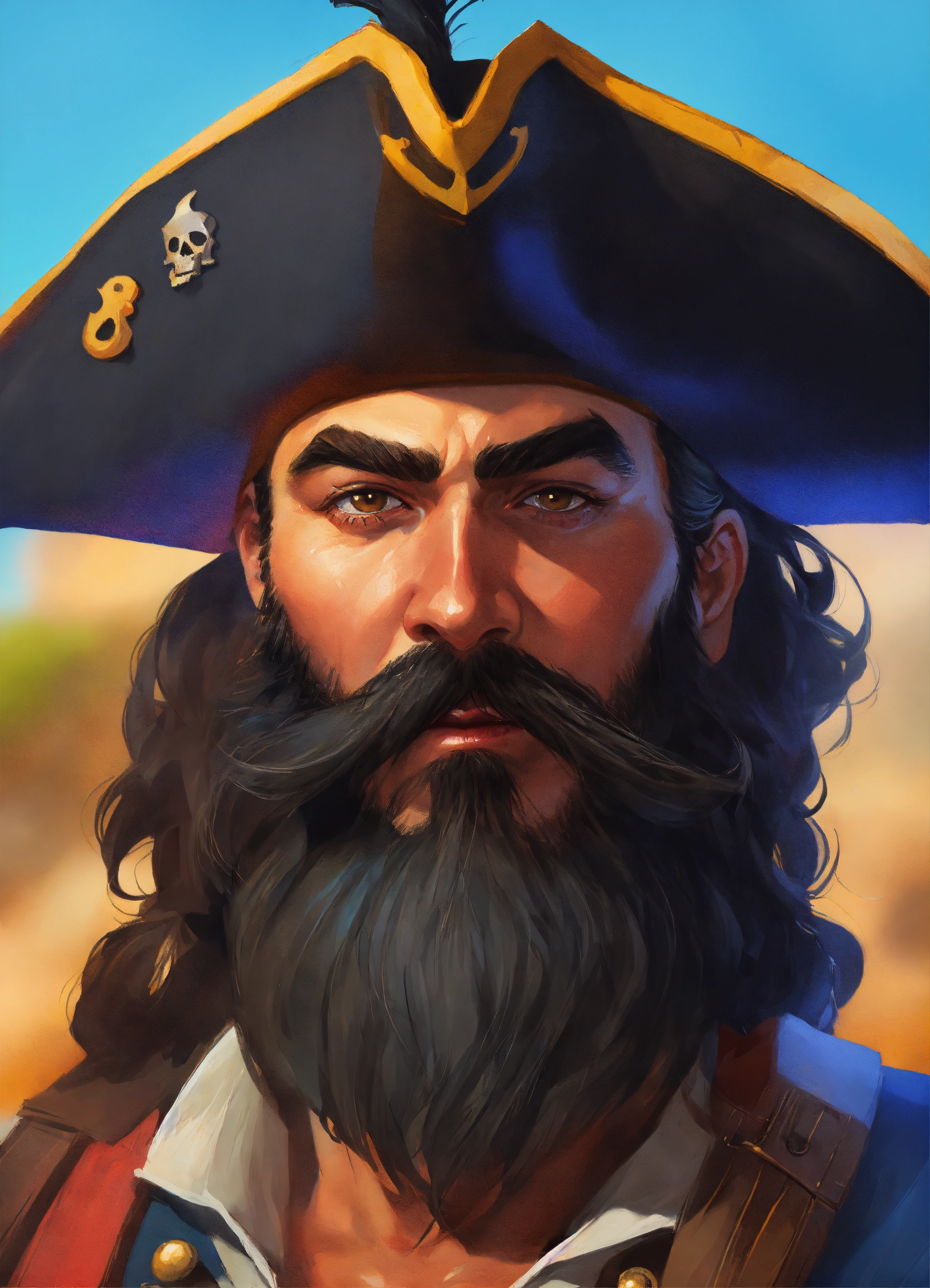 Lexica - Blackbeard, volumetric realistic cartoon oil paint, 2D ...