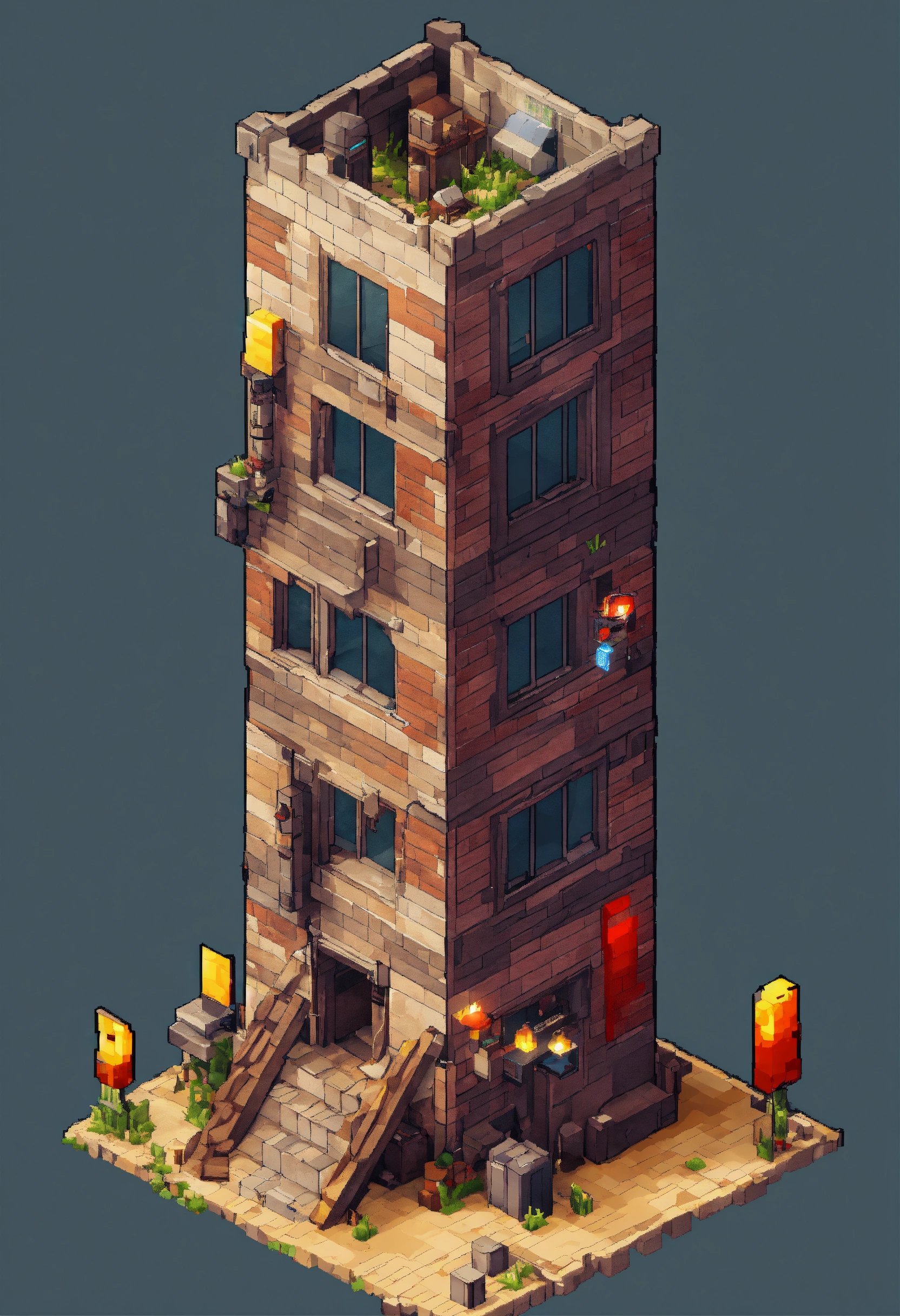 Lexica - Simple clean blocky 2d isometric pixel sprites of an post ...