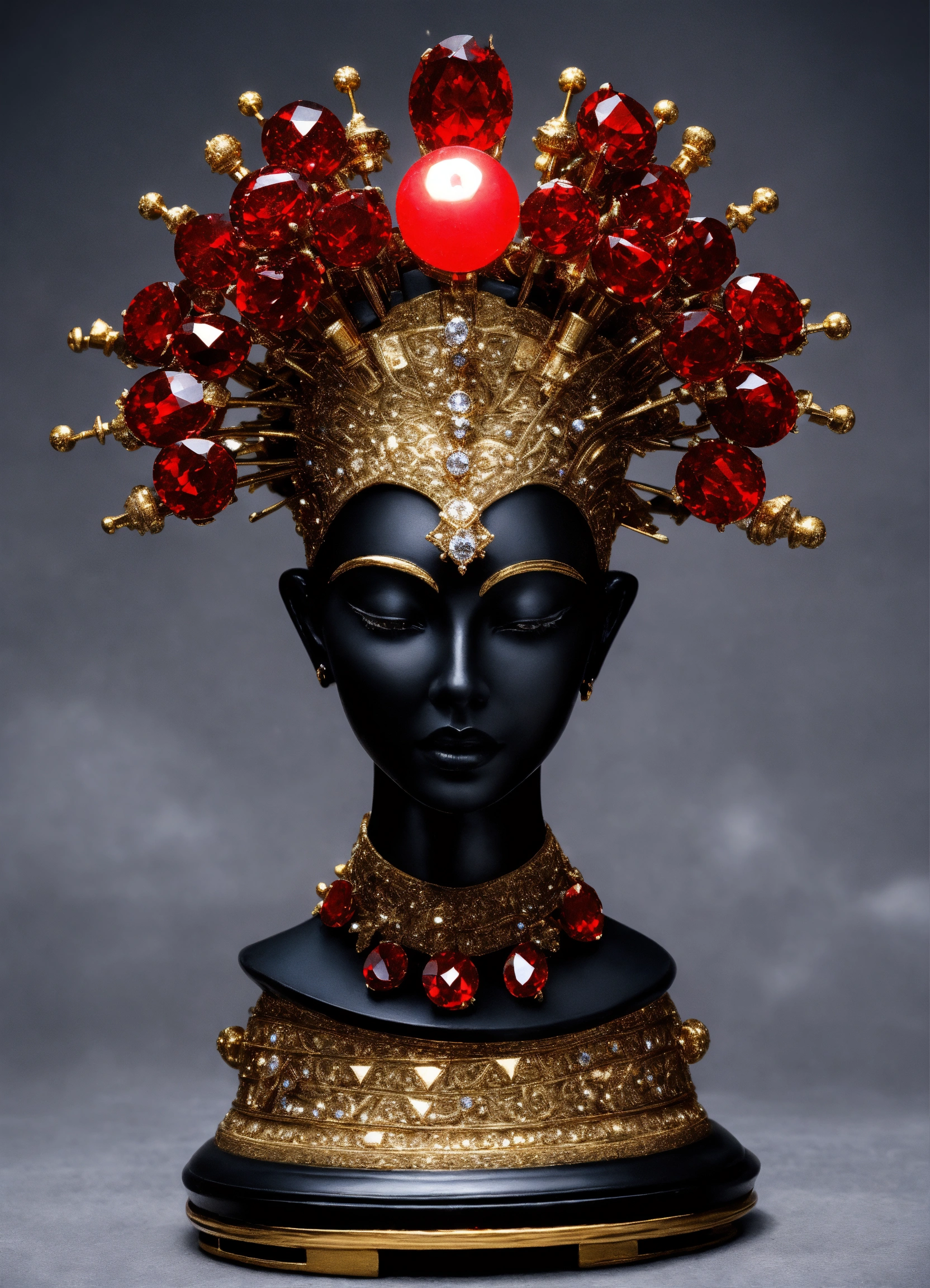 Lexica - Minimalism. Black Solar Queen with long oversized red flowing ...