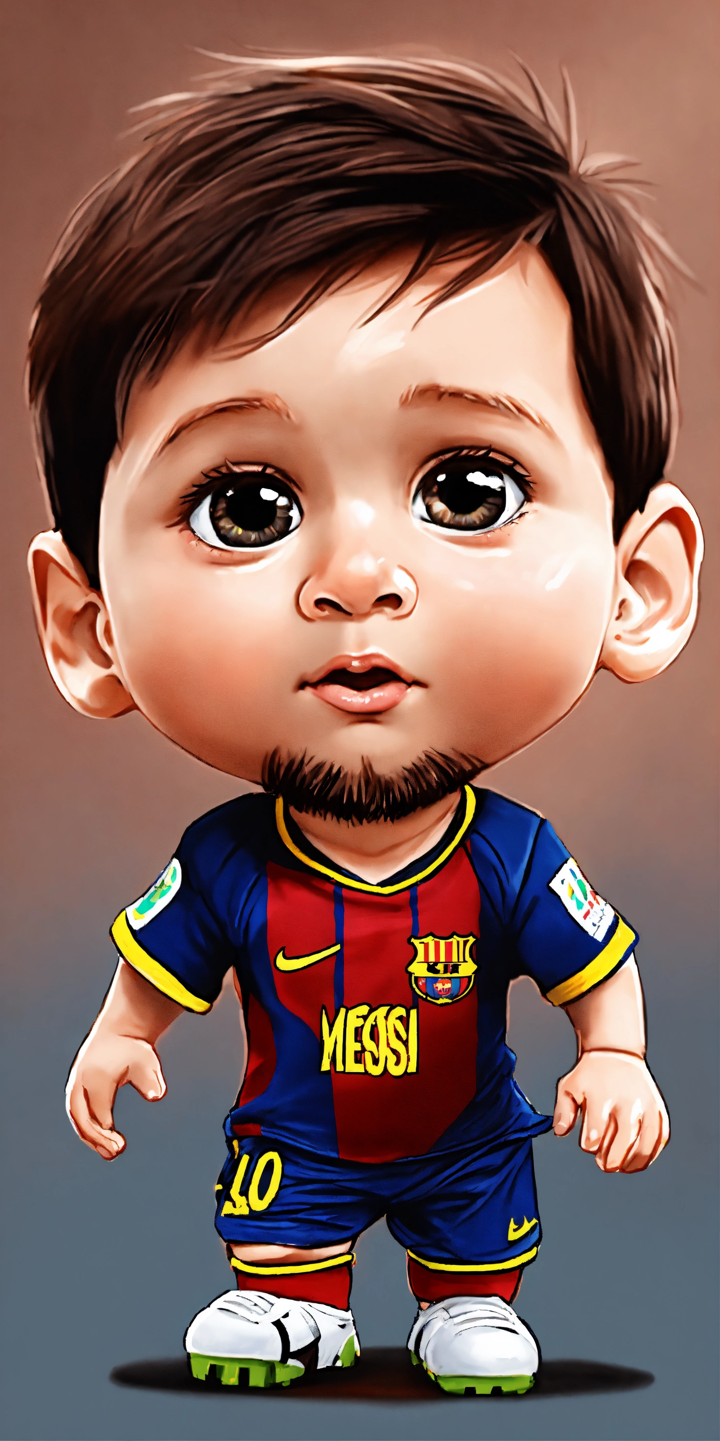 Lexica - Lionel Messi cute baby cartoon realist big eyes