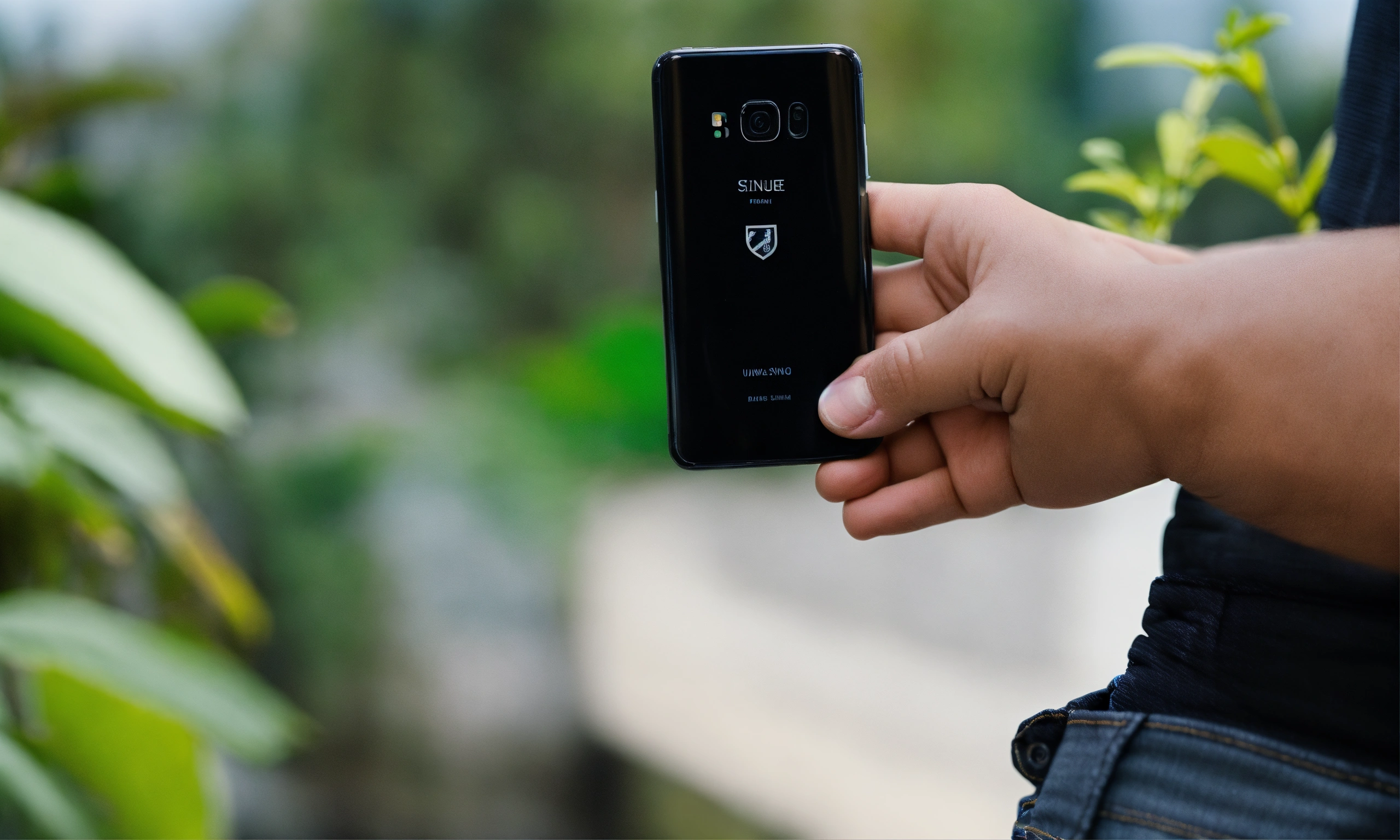 Lexica - Close up shot of a male's hand holding onto a black phone that ...