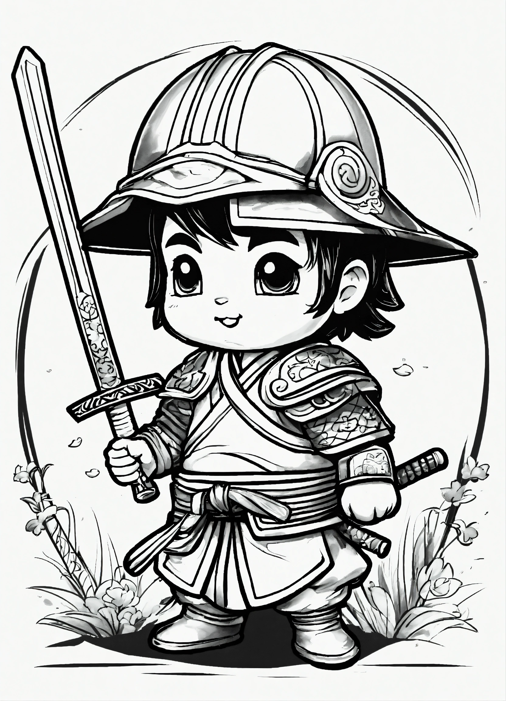 Lexica - Generate a cute LITTLE SAMURAI illustration, resolution ...