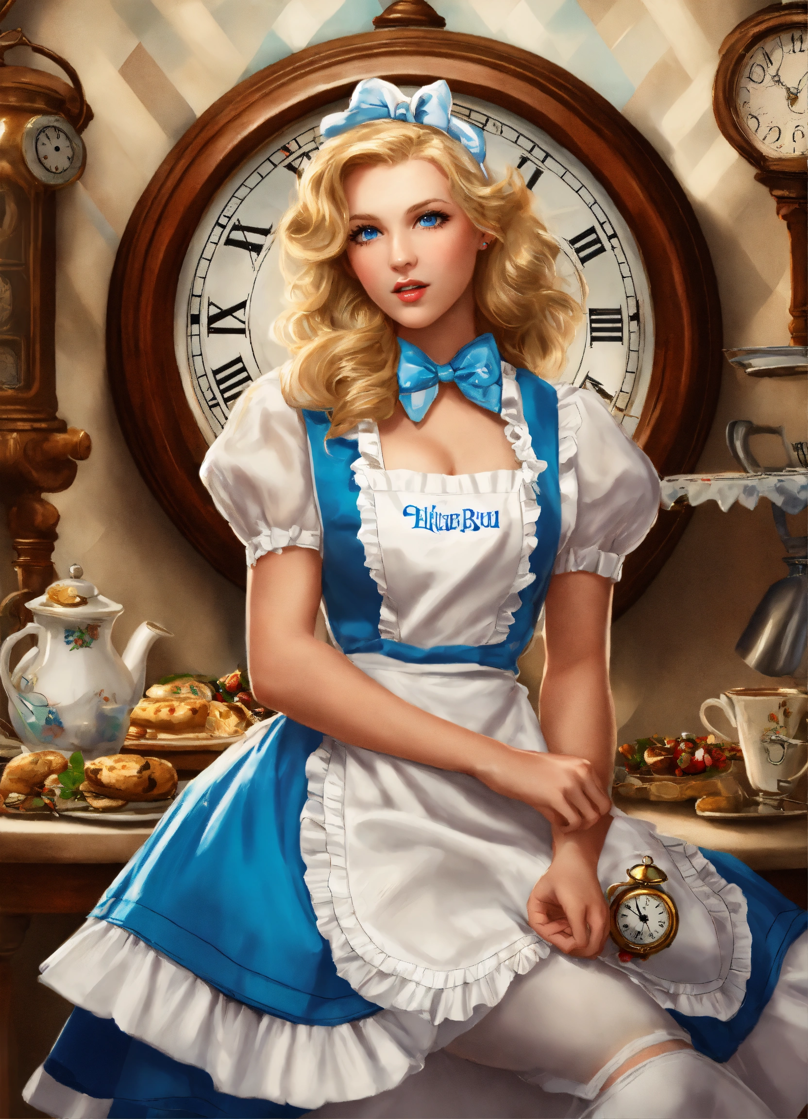 Lexica - Full body, beautiful pinup woman, blond hair and big blue eyes ...