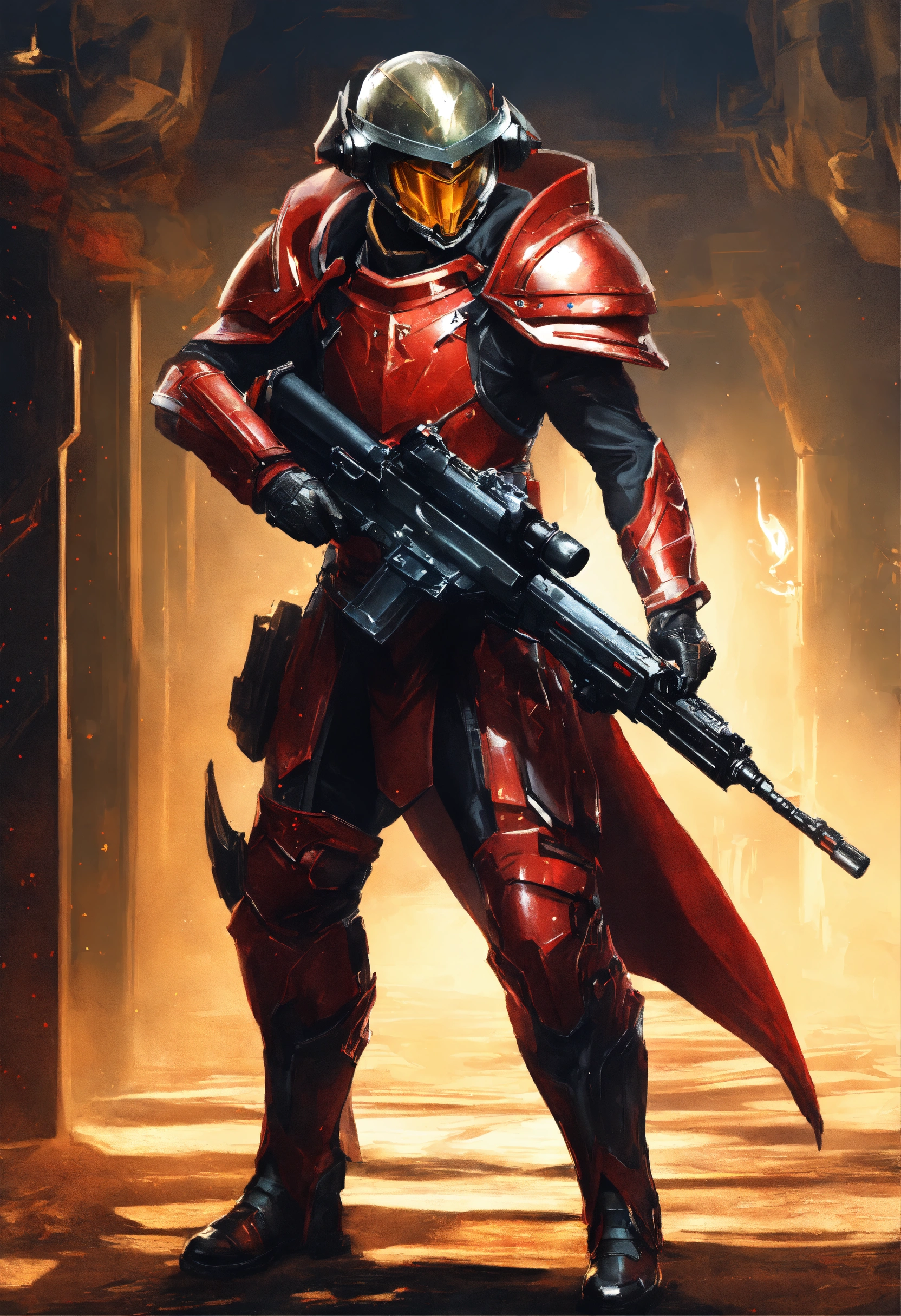 Lexica - Full body of a high elf sci fi soldier wearing heavy sci fi ...