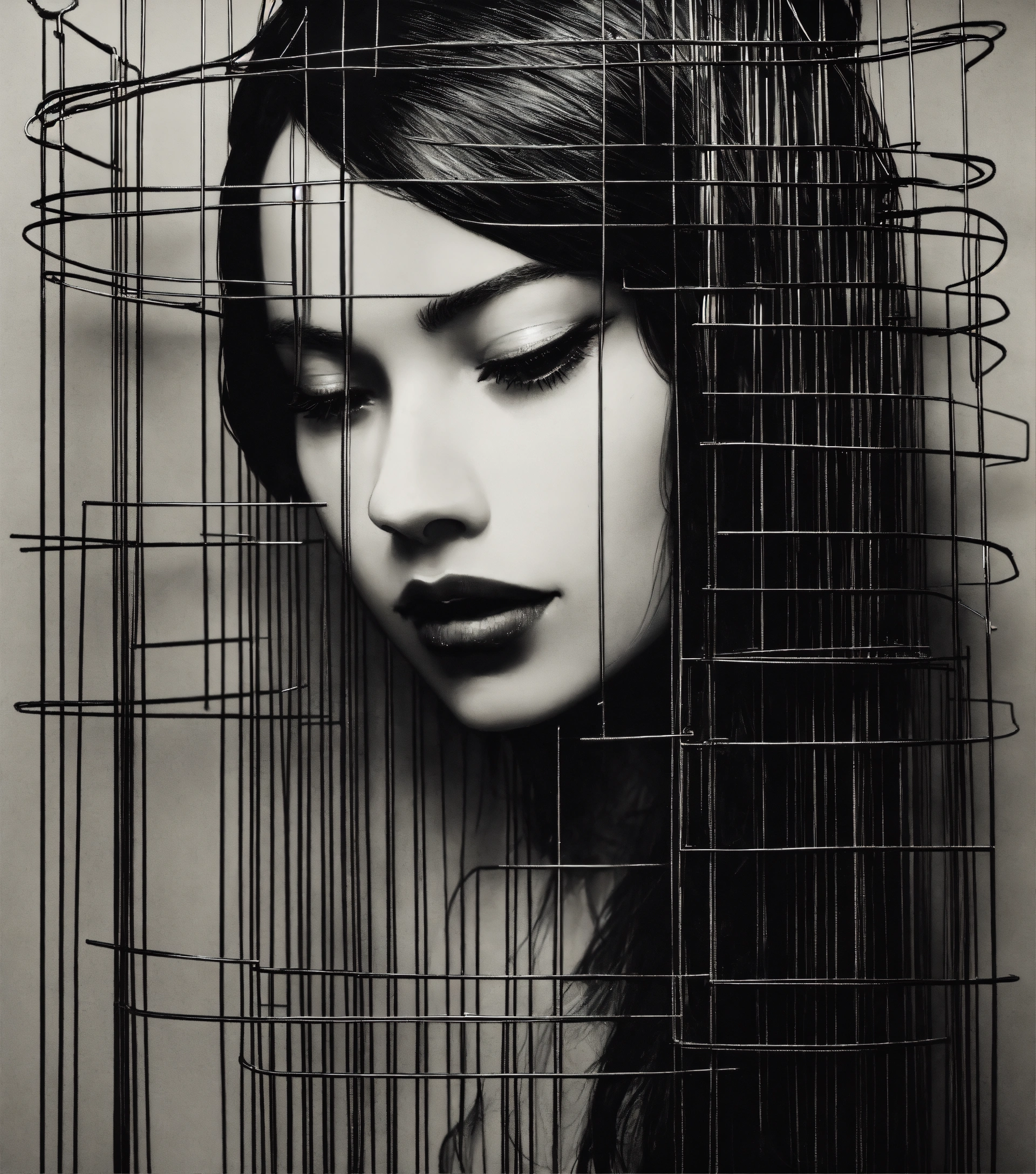 Lexica - A black and white photo of a woman's face, a minimalist ...