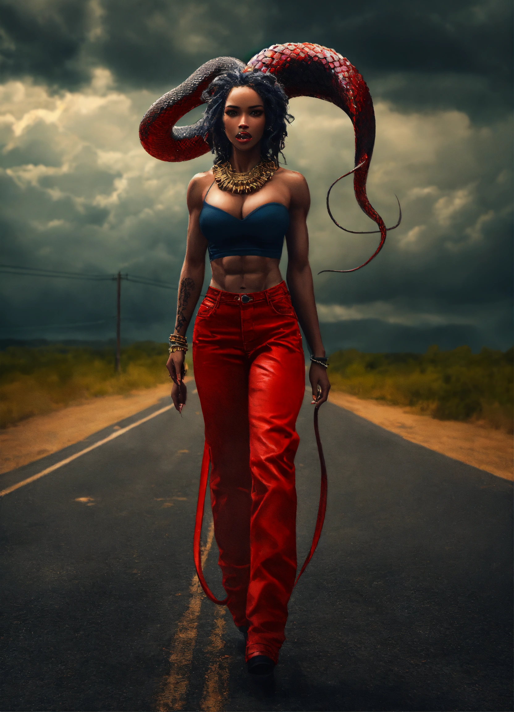 Lexica - Full body seven foot evil black female scaly skinned snake ...