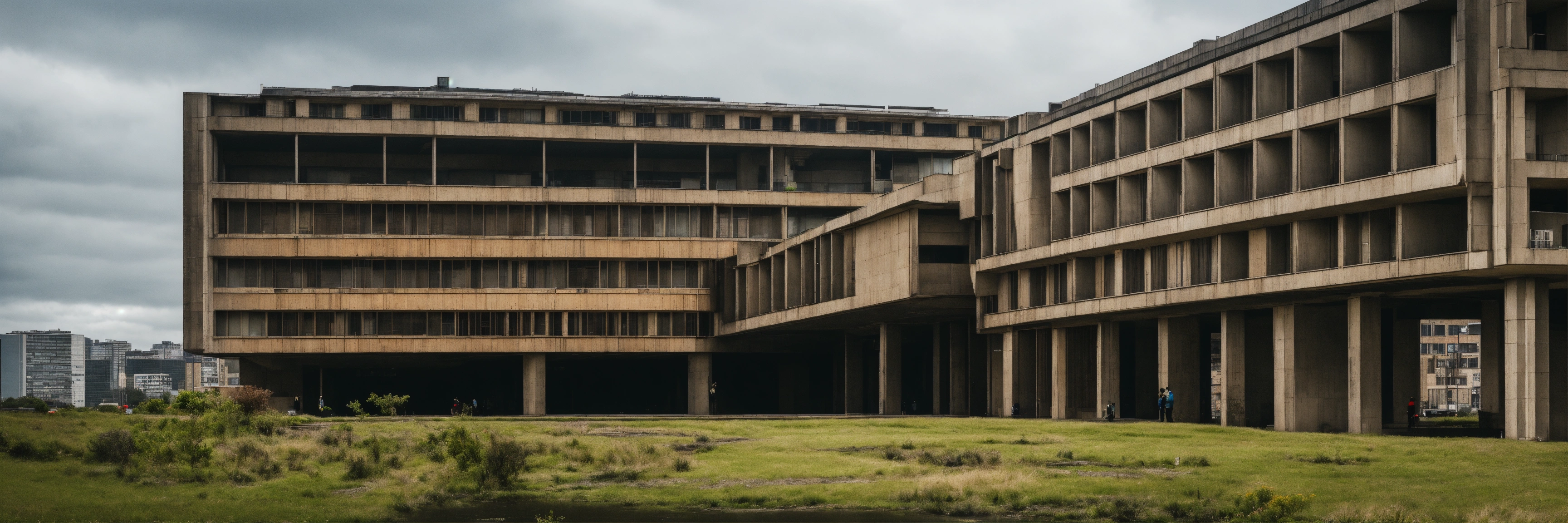 Lexica - Enormous brutalist architecture in big city buildings. cloudy day
