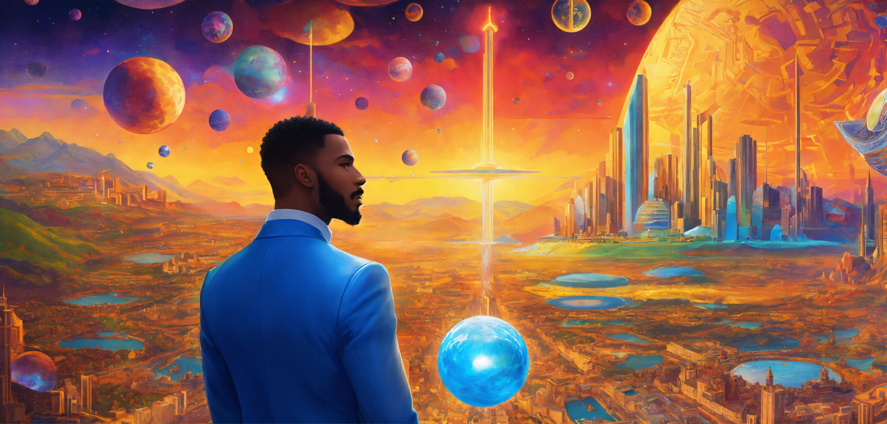 Lexica - Create a panoramic scene where the essence of a crypto-powered ...