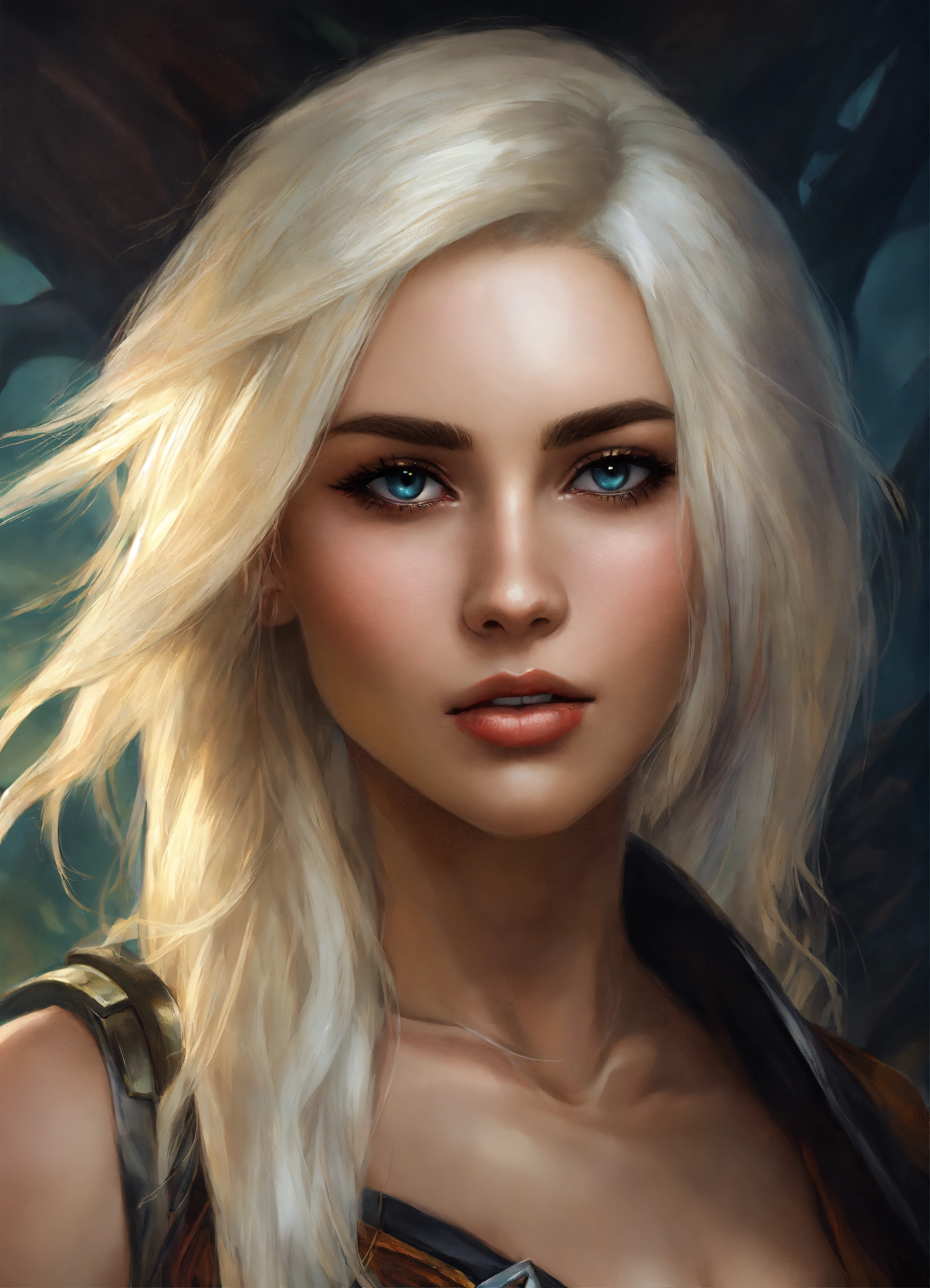 Lexica - Hot young woman with platinum blonde hair with a black streak ...