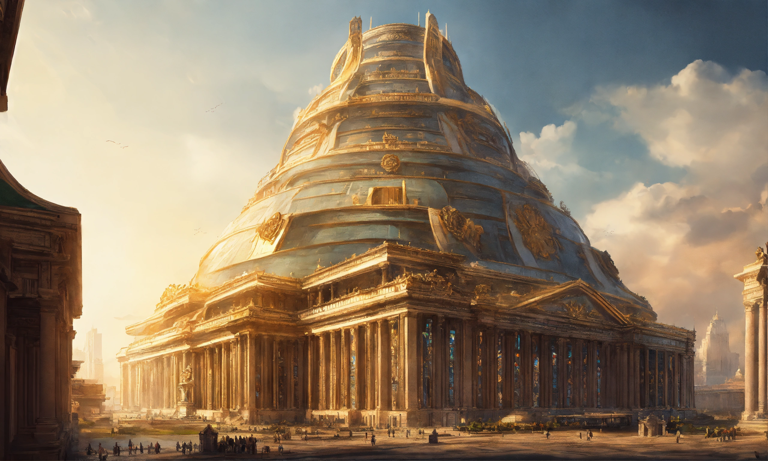 Lexica - Gigantic futuristic high-rise building palace reaching to the ...