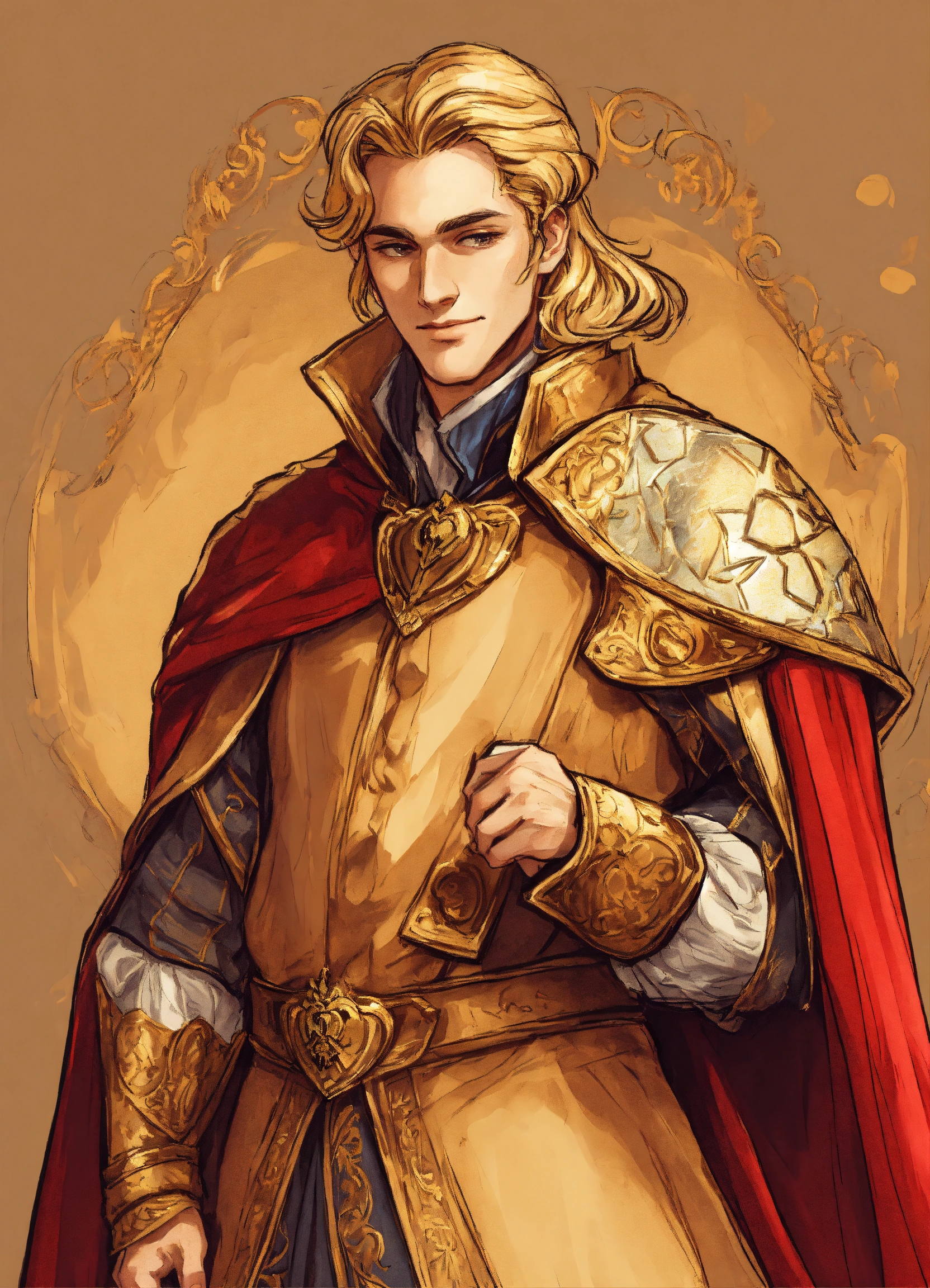 Lexica - Sketch of handsome clever blonde nobleman with a fancy ...