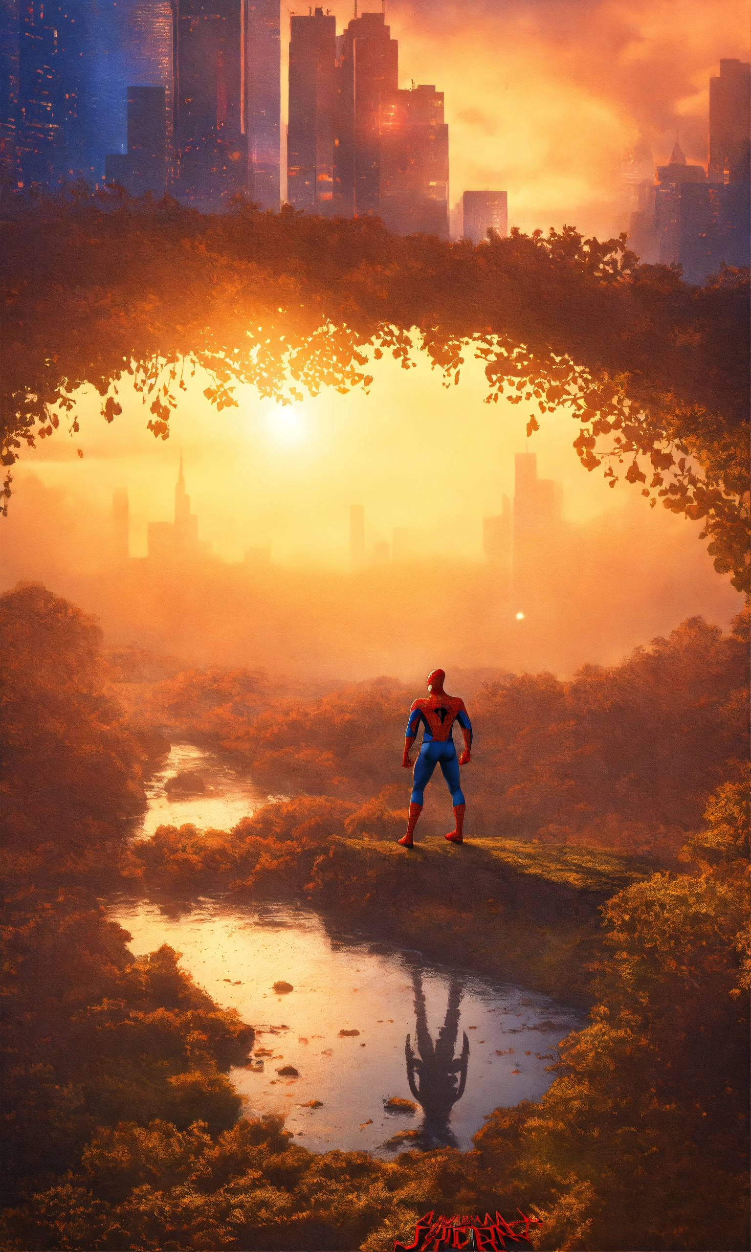 Lexica - Spiderman meets Spiderman in the multiverse, nature background ...