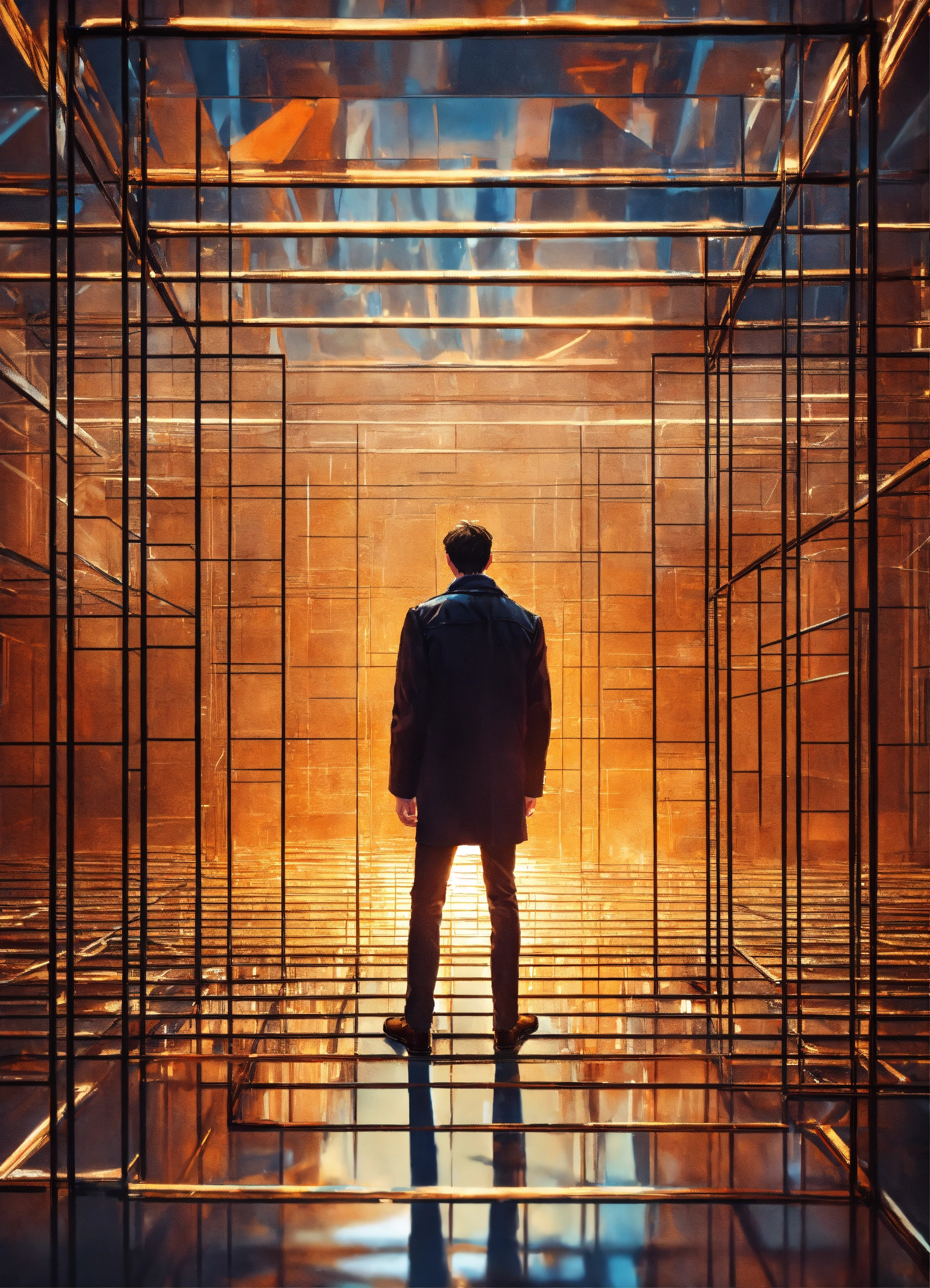 Lexica - Man in the glass labyrinth in modern style game