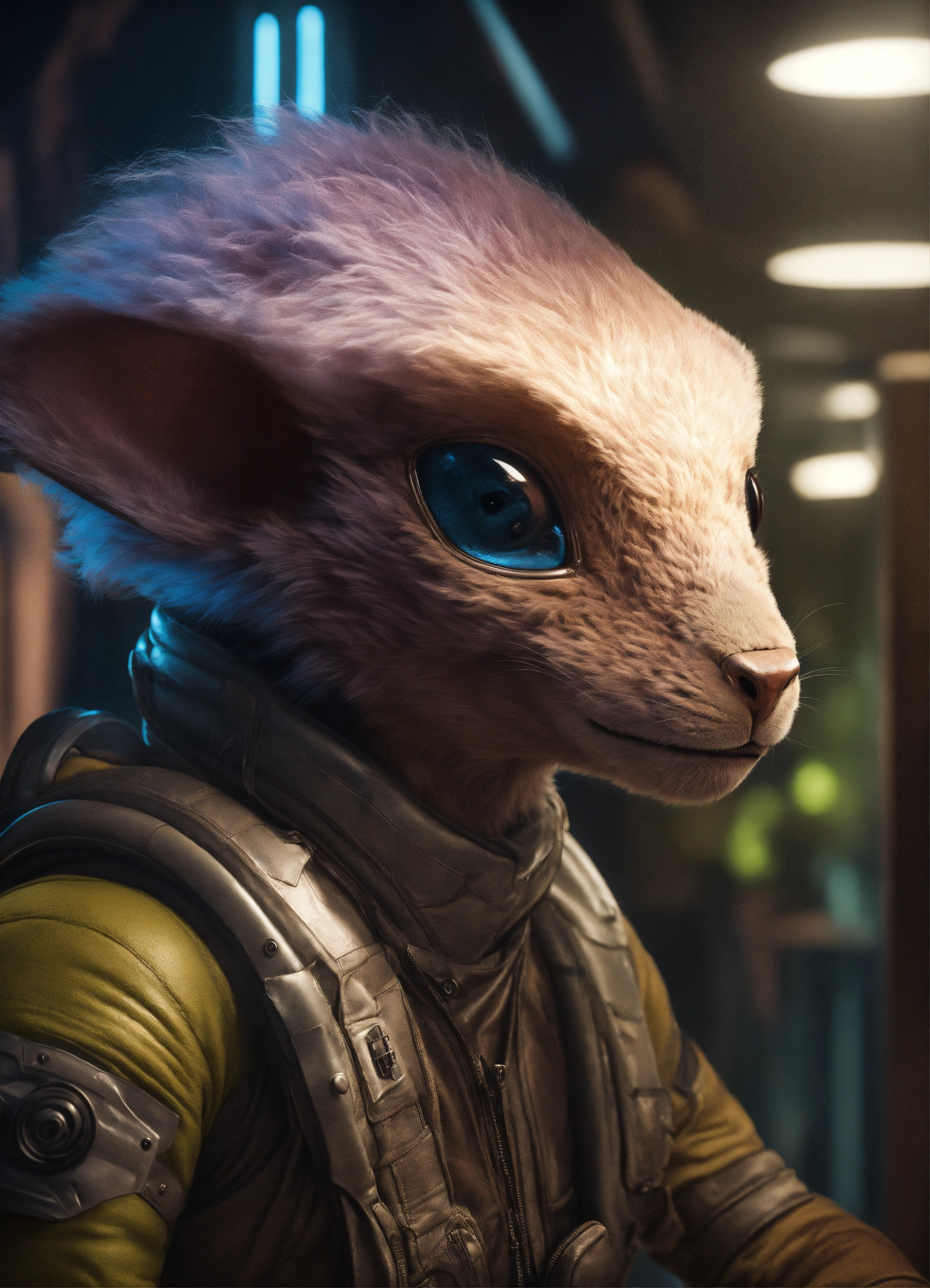 Lexica - Furry alien embracing a human male. photorealism