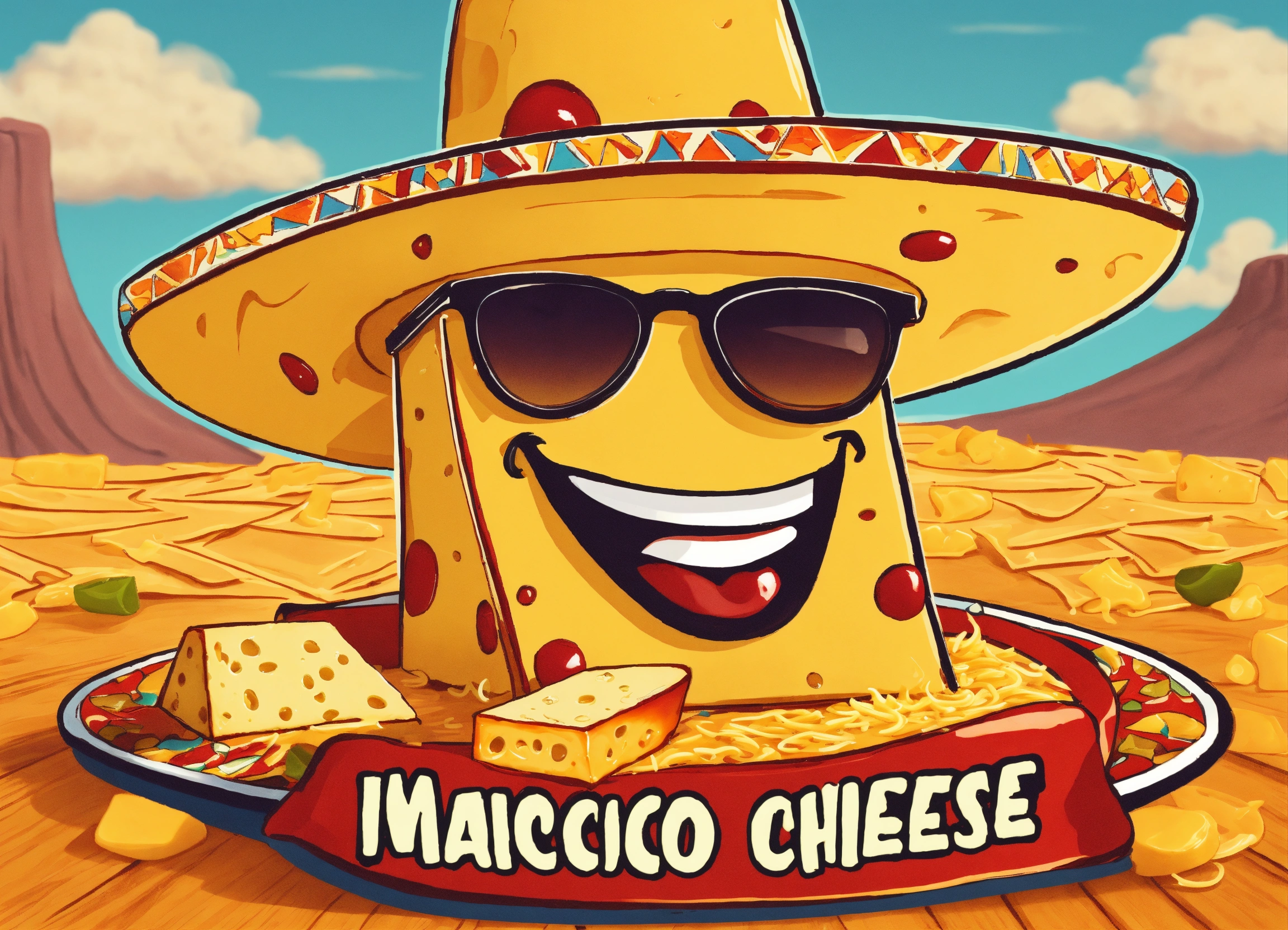 Lexica - Generate a comical image of a piece of cheese wearing ...