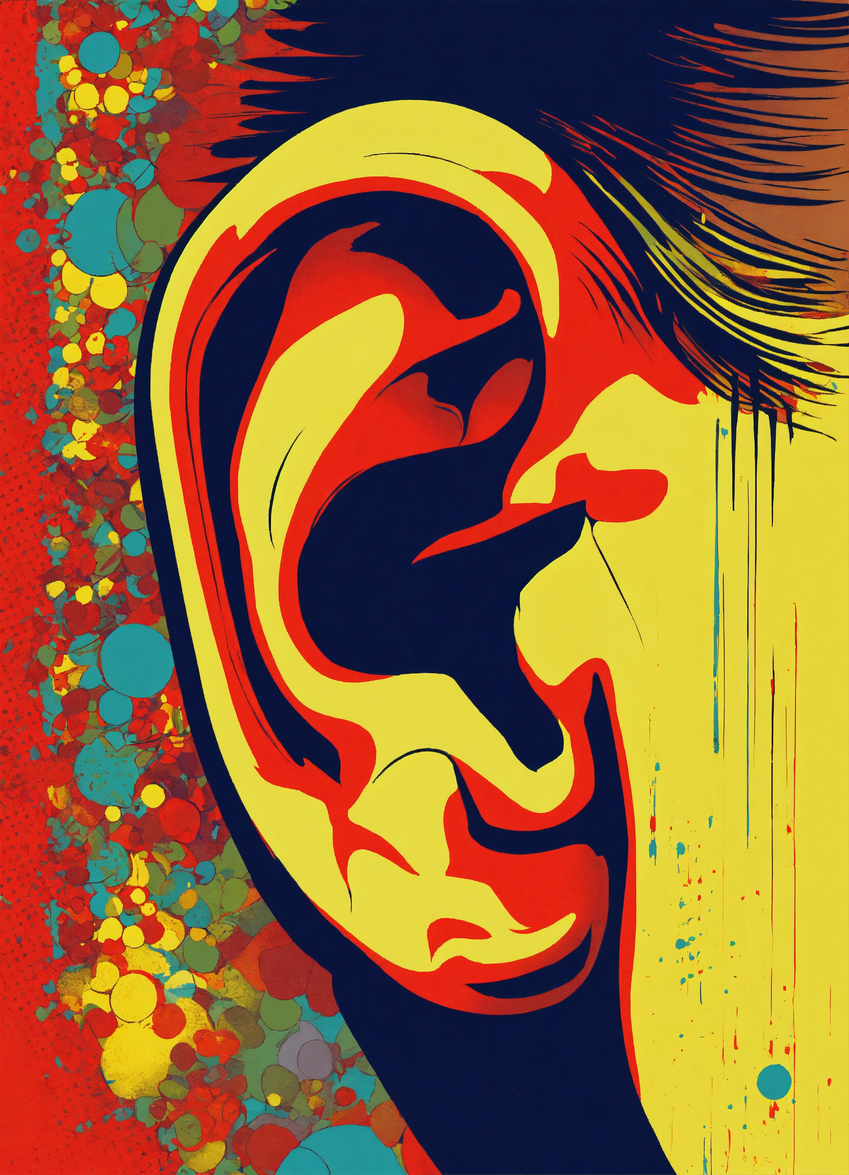 Lexica - A detailed male ear, pop art