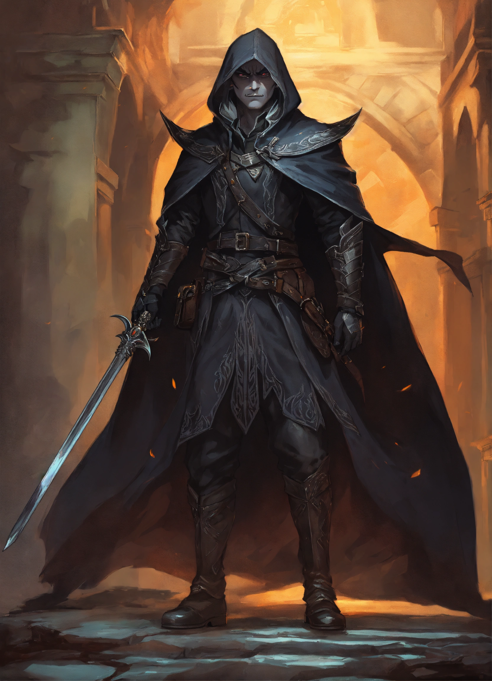 Lexica - A menacing, Shadow Elf with Gray Skin, narrow elfish ears ...