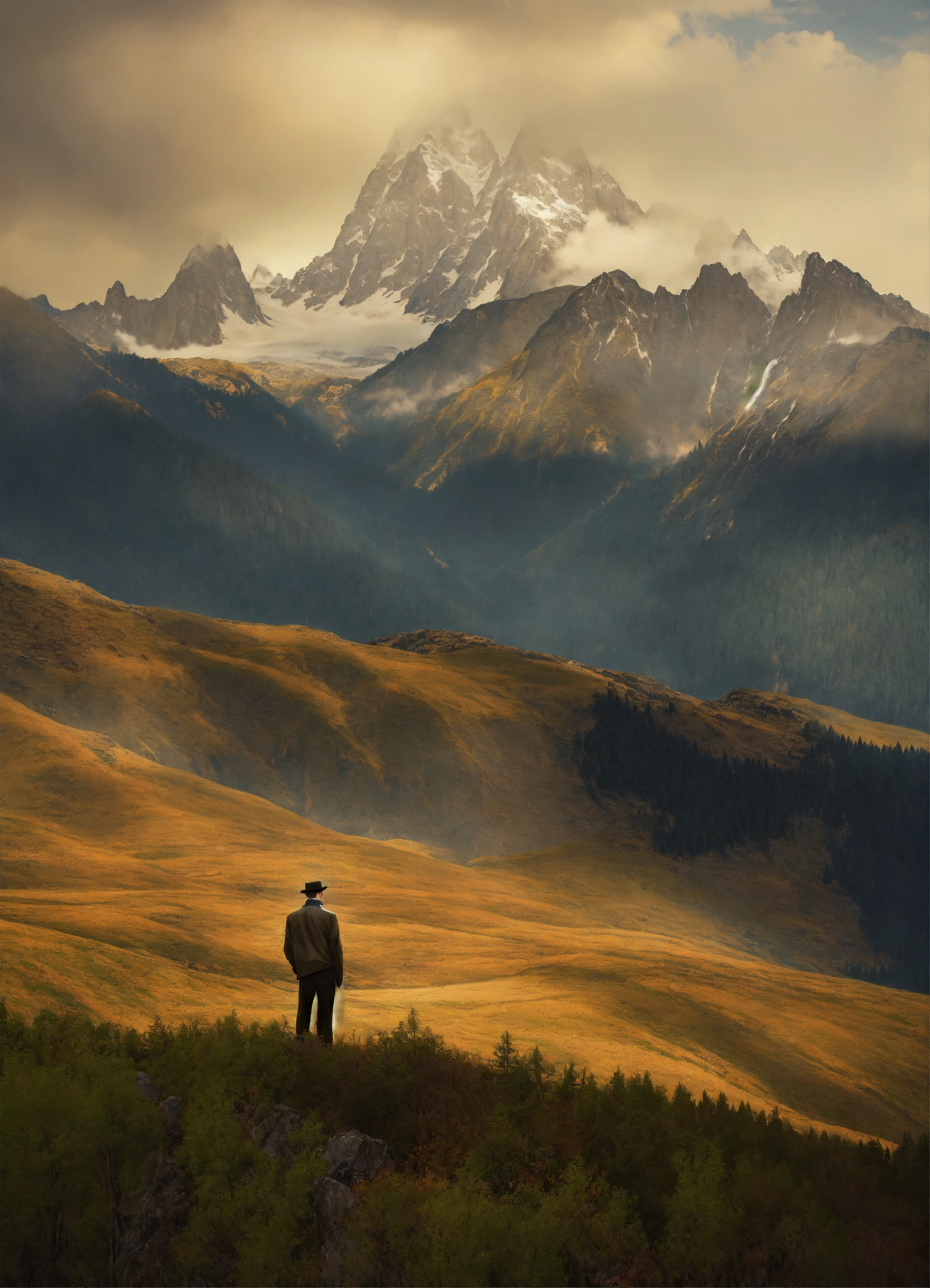 Lexica - Double Exposure Man and Mountain Echoes, Whispered Features, Land's Legacy, integrating ...