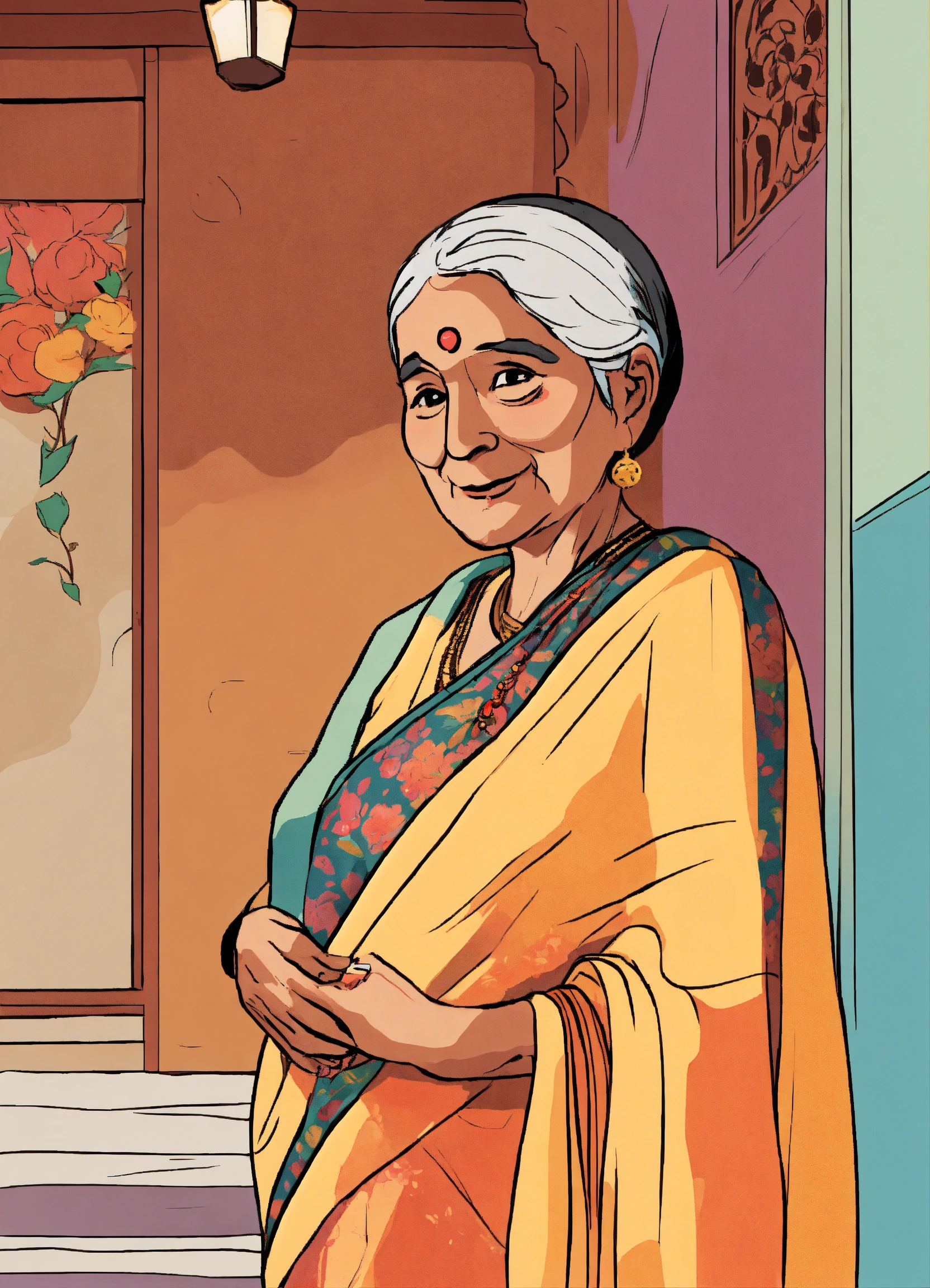 Lexica - None or white background, cute round cartoon doodle of indian ...