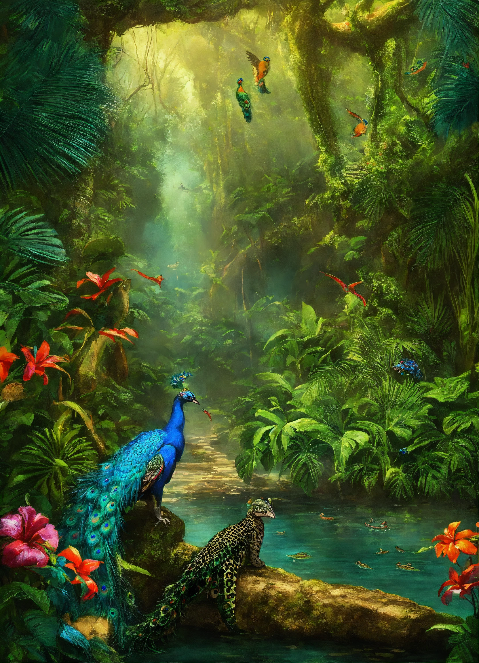 Lexica - A espectacular exotic tropical paradise sceanery with peacock ...