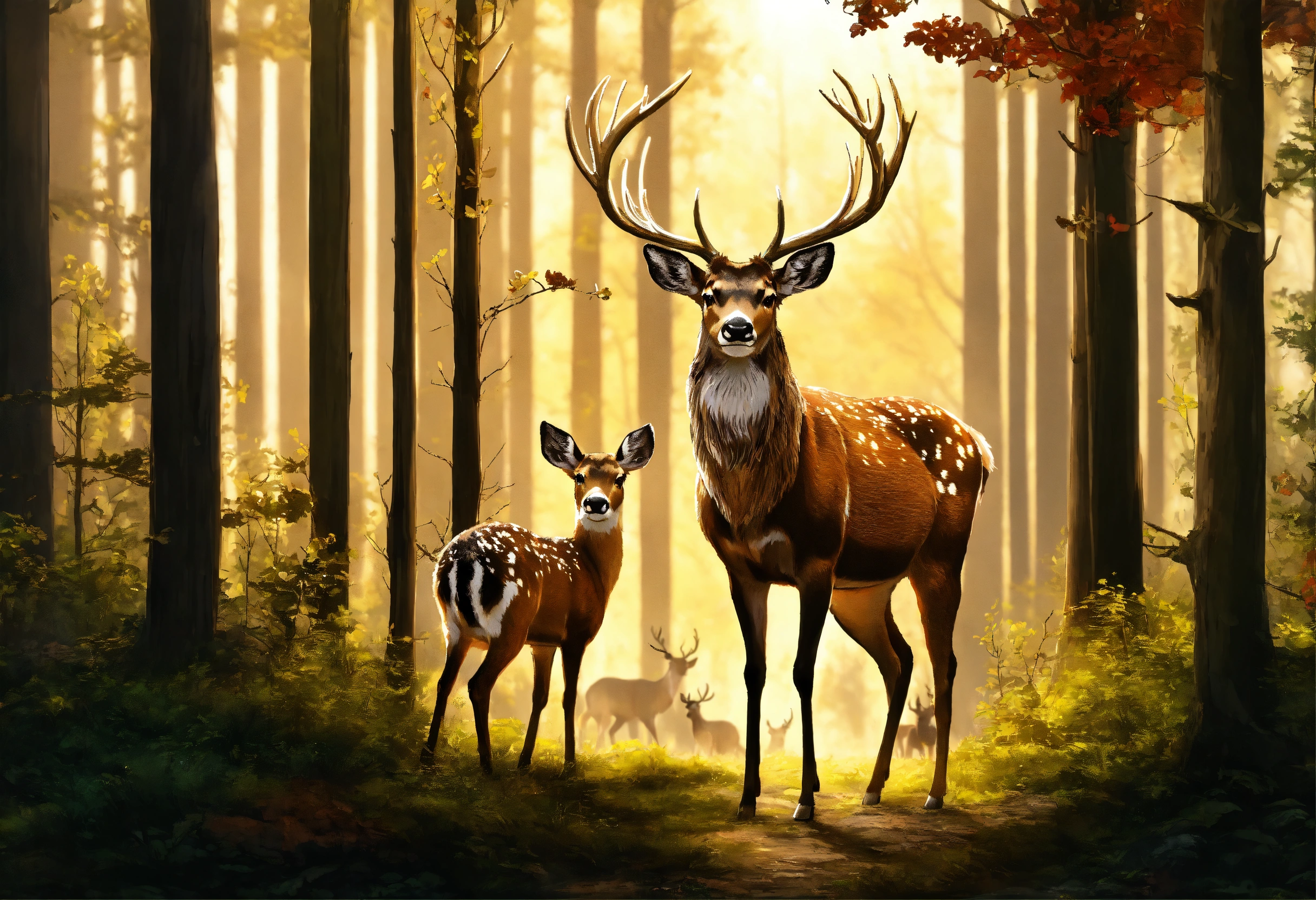 Lexica - Deer in front of a forest with woodland creatures peeking out ...