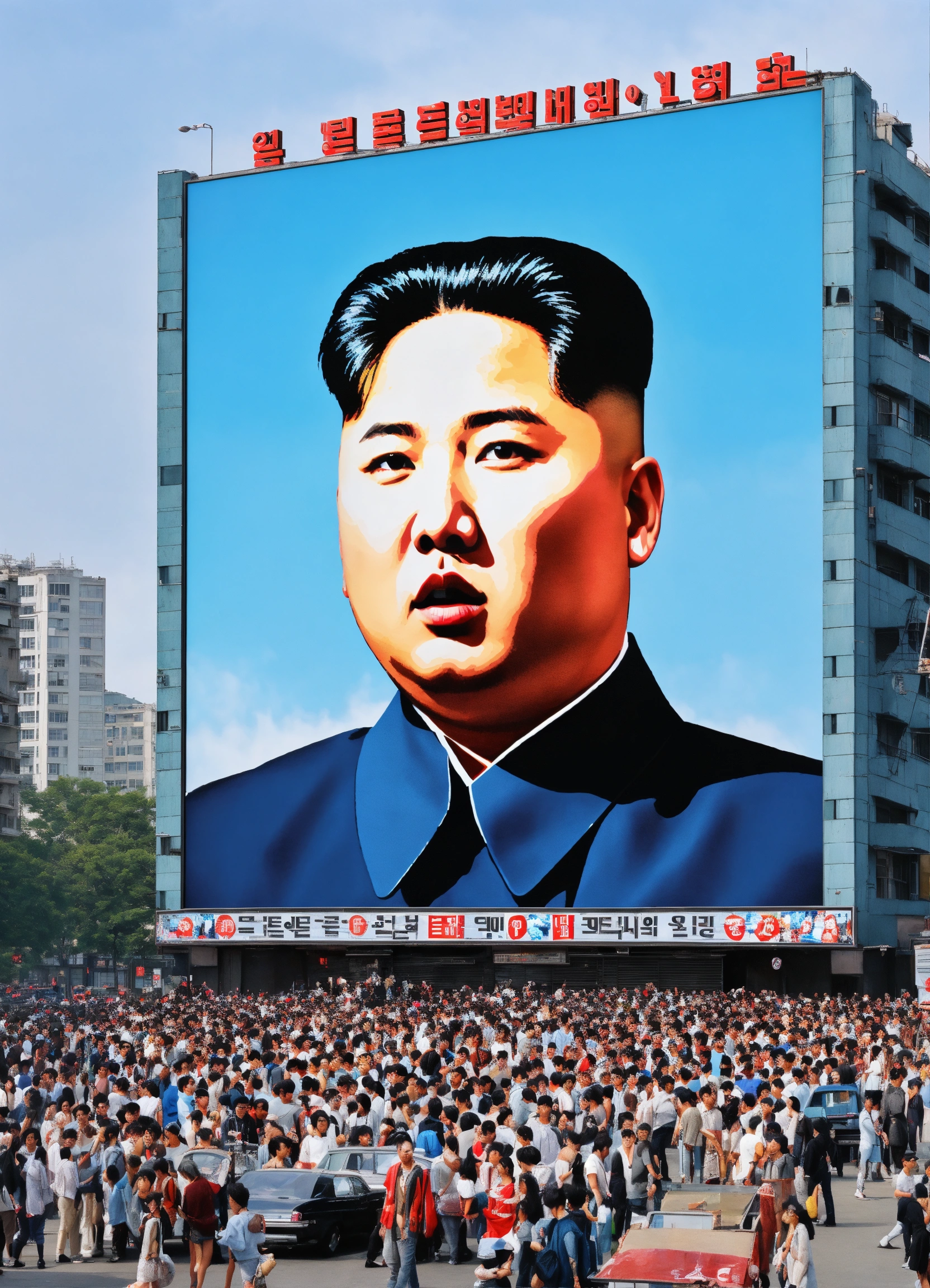 Lexica - Superrealist style, urban style, big tv screen on a building ...