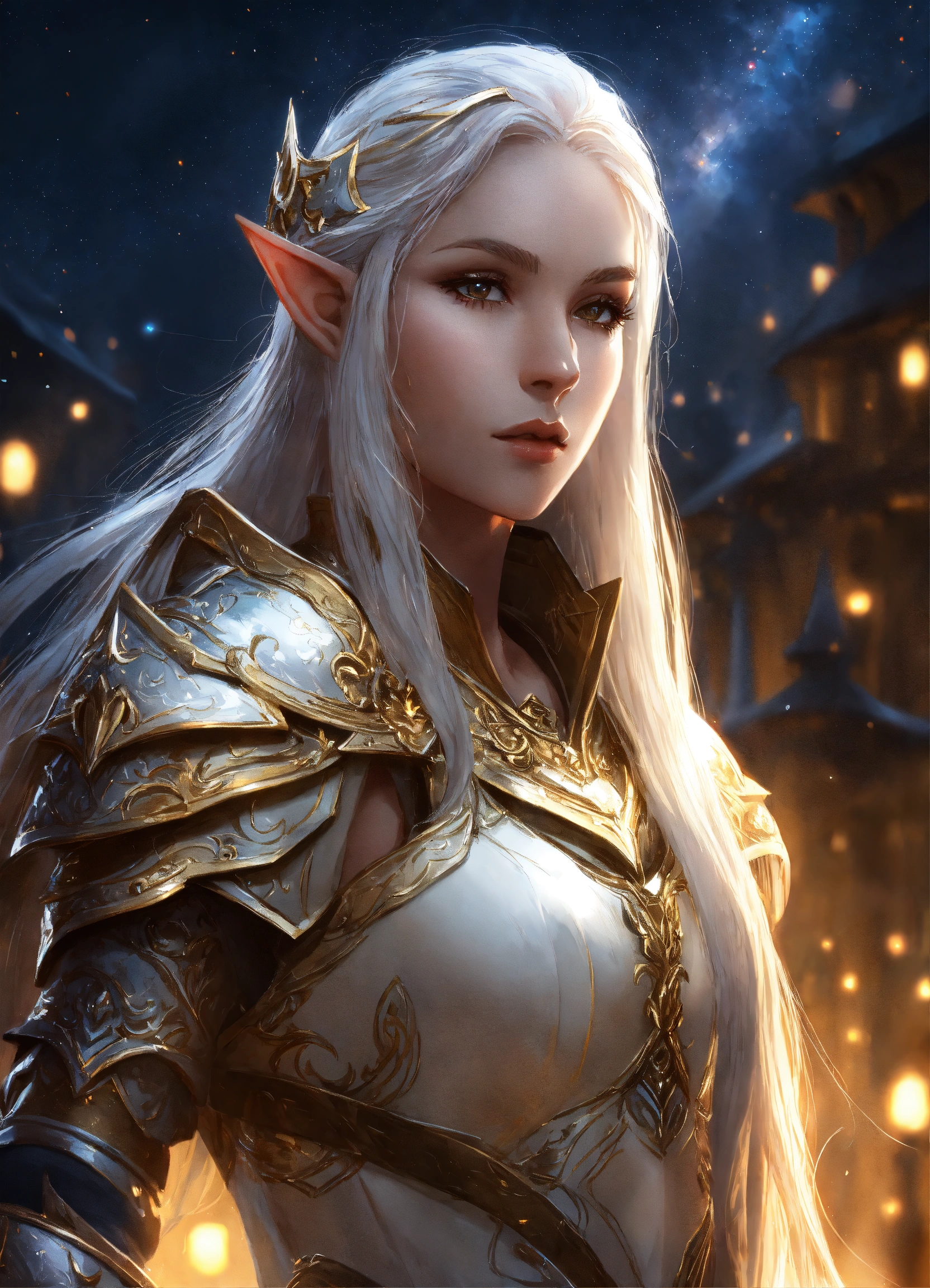 Lexica - Beautiful warrior female elf, long platinum hair, royal ...