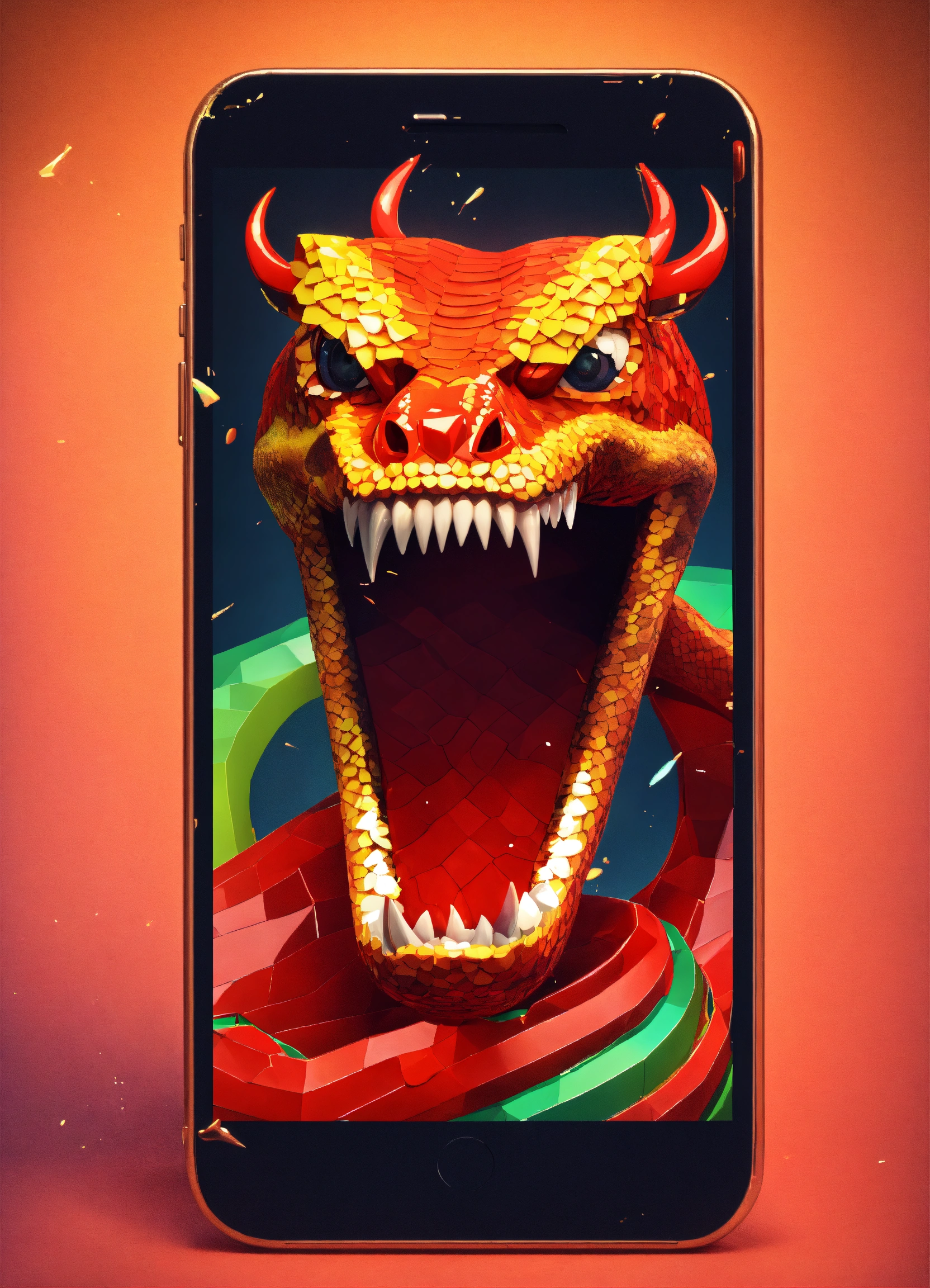 Lexica - Satan biting into smart phone screen snake crying verry ...