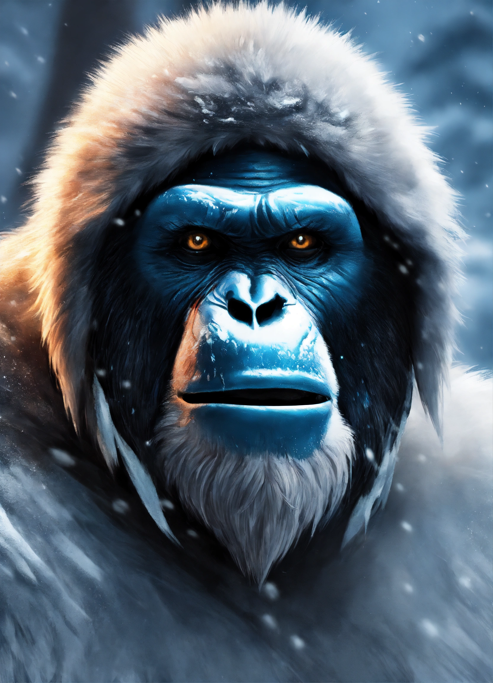 Lexica - Realistic, digital illustration art, Arctic Ape, has adapted ...